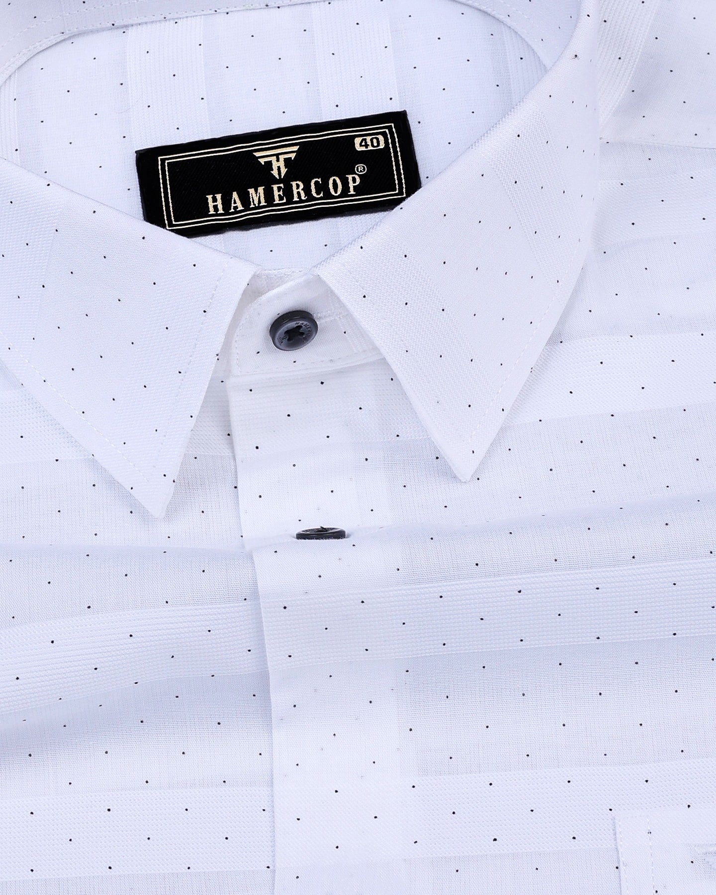 White Weft Stripe Black Dotted Dobby Premium Giza Cotton Shirt – Hamercop