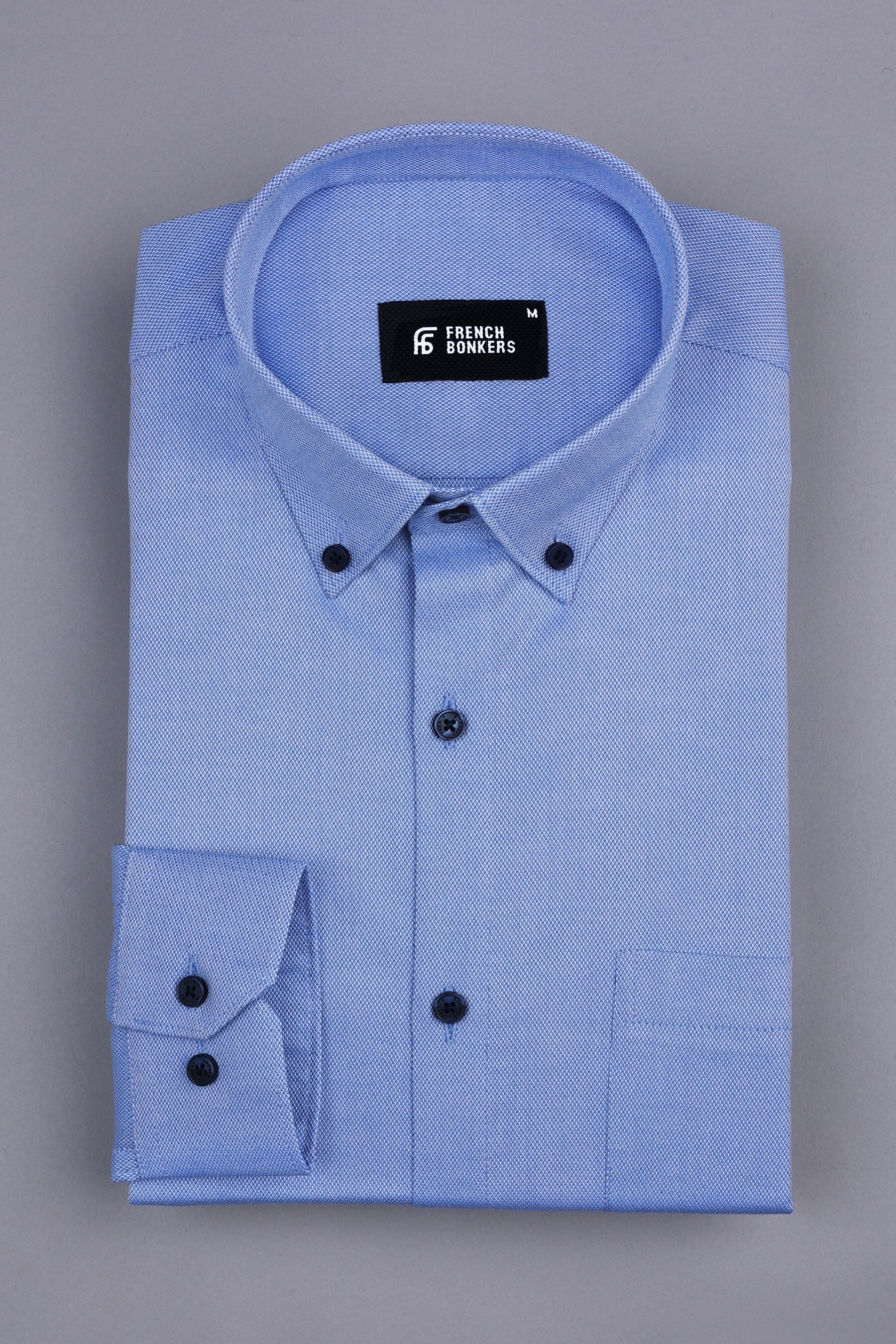 Azure blue dobby texture cotton shirt – Hamercop