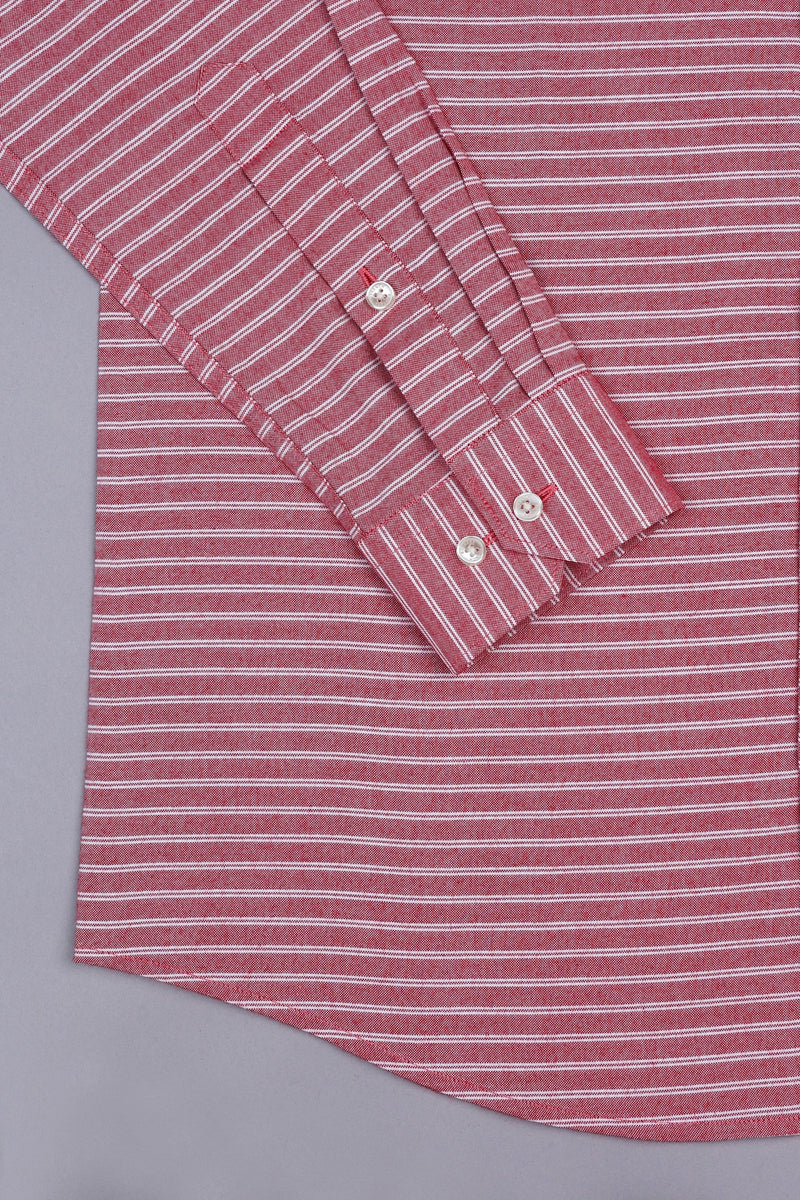 Cardinal red with white double line regency stripe shirt – Hamercop