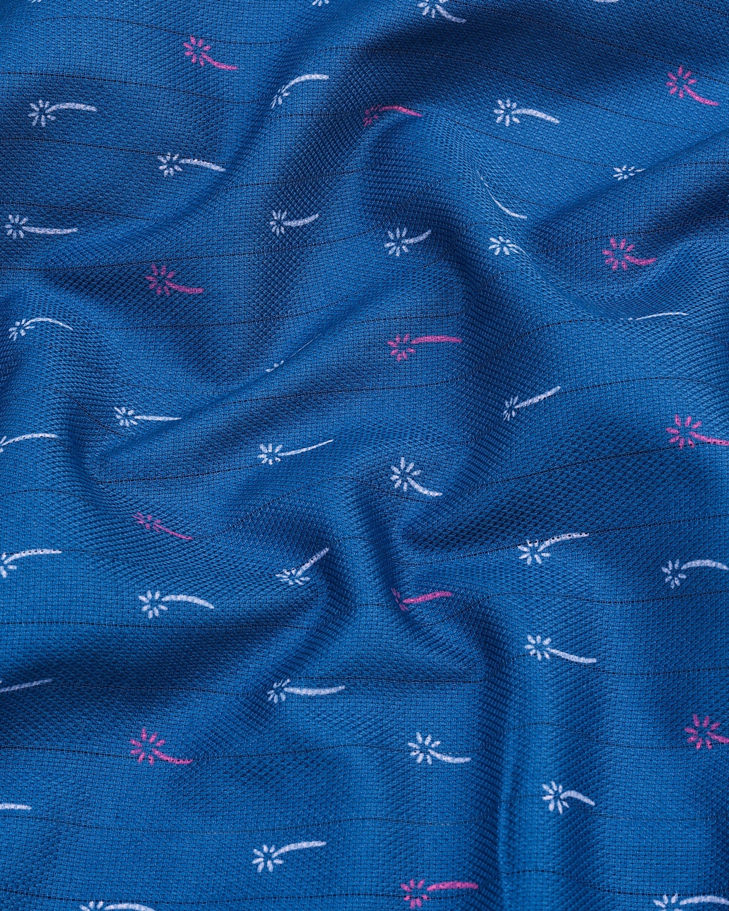 Froyo Blue Flower Printed Self Stripe Dobby Cotton Shirt – Hamercop