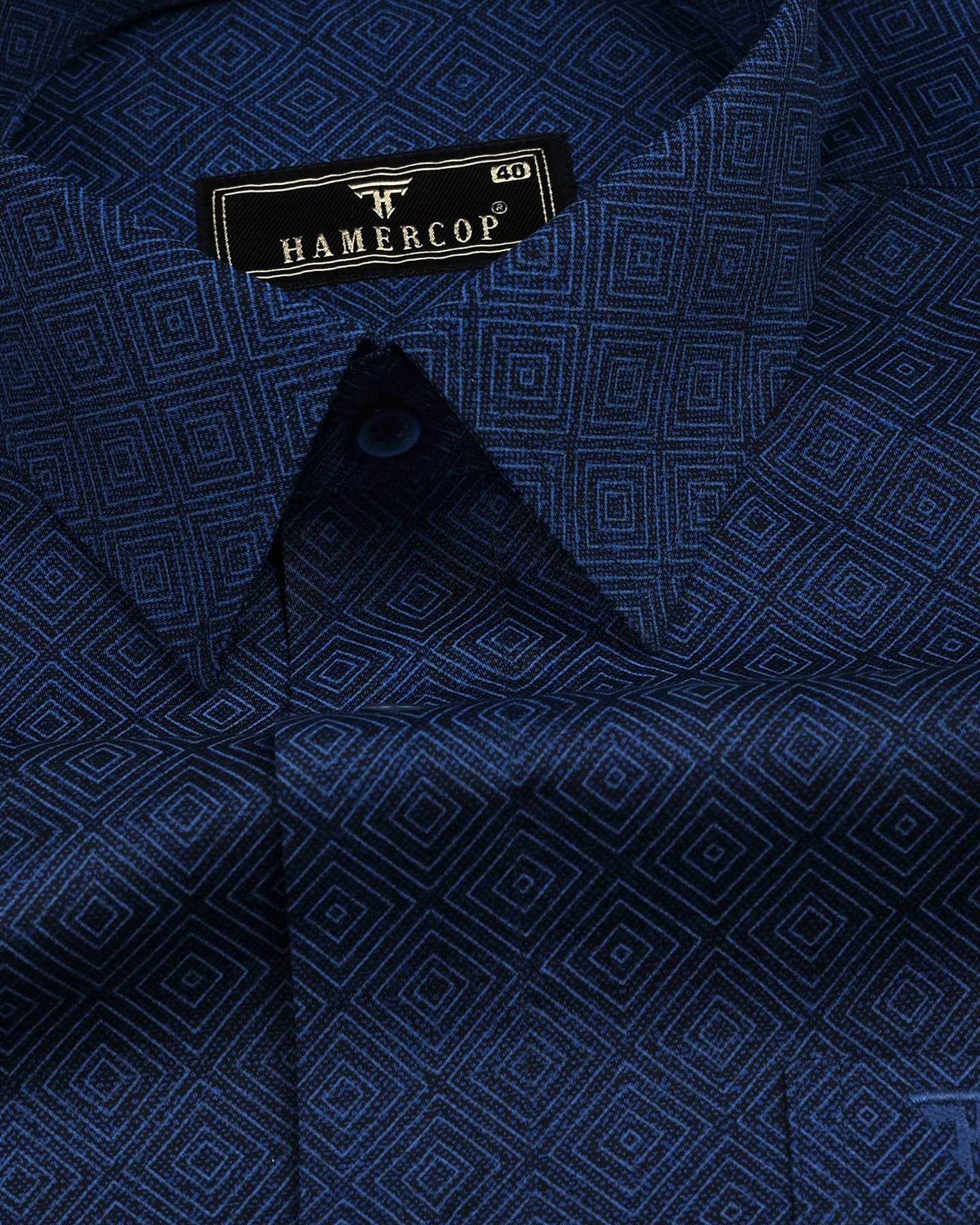 Kingston Blue Multi Square Box Printed Cotton Shirt – Hamercop
