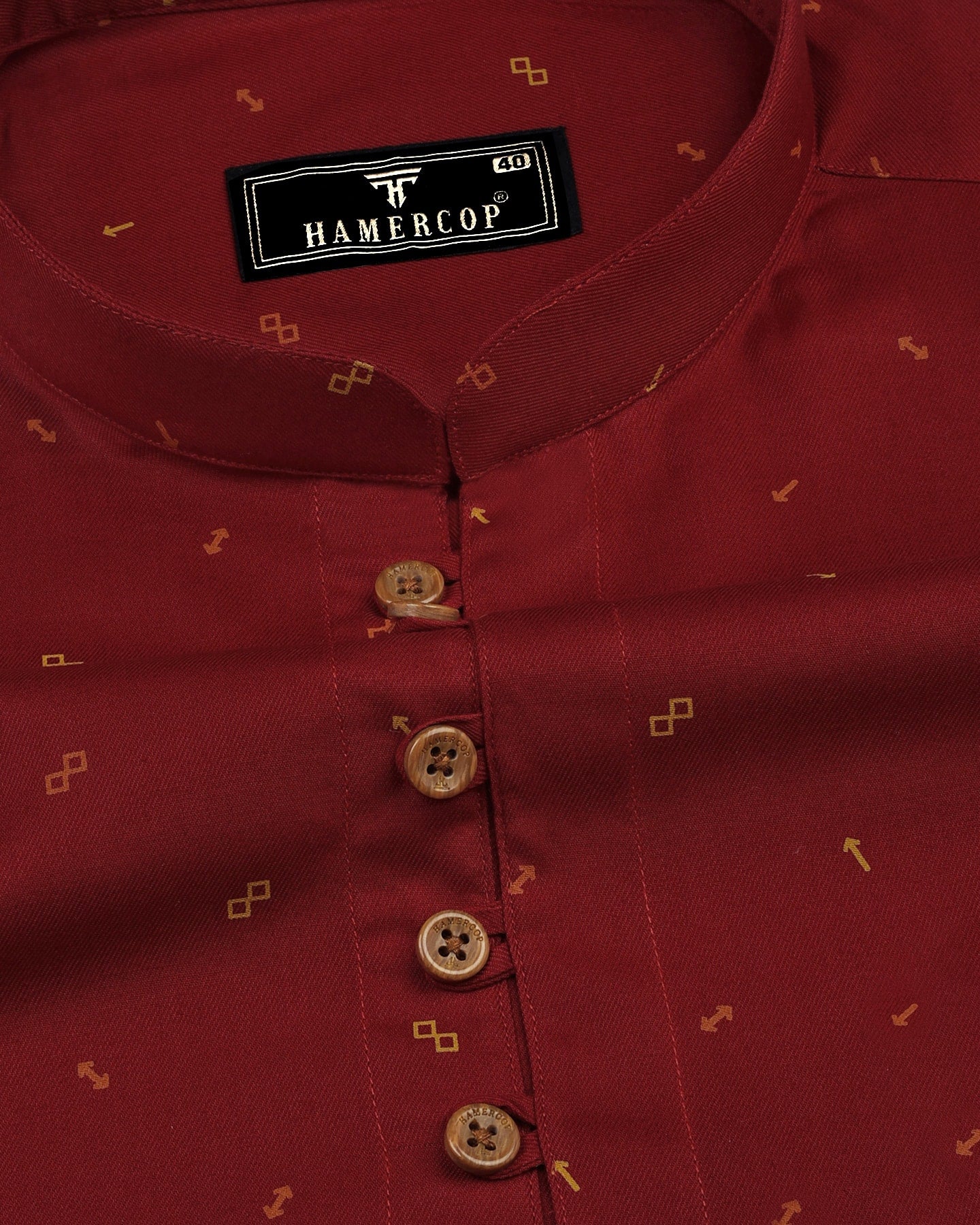 Crimson Red Arrow Printed Cotton Kurta | Hamercop