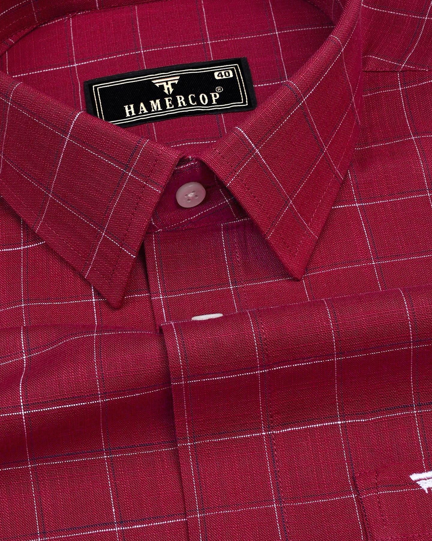 Harbin Red White Blue Check Amsler Linen Shirt | Hamercop