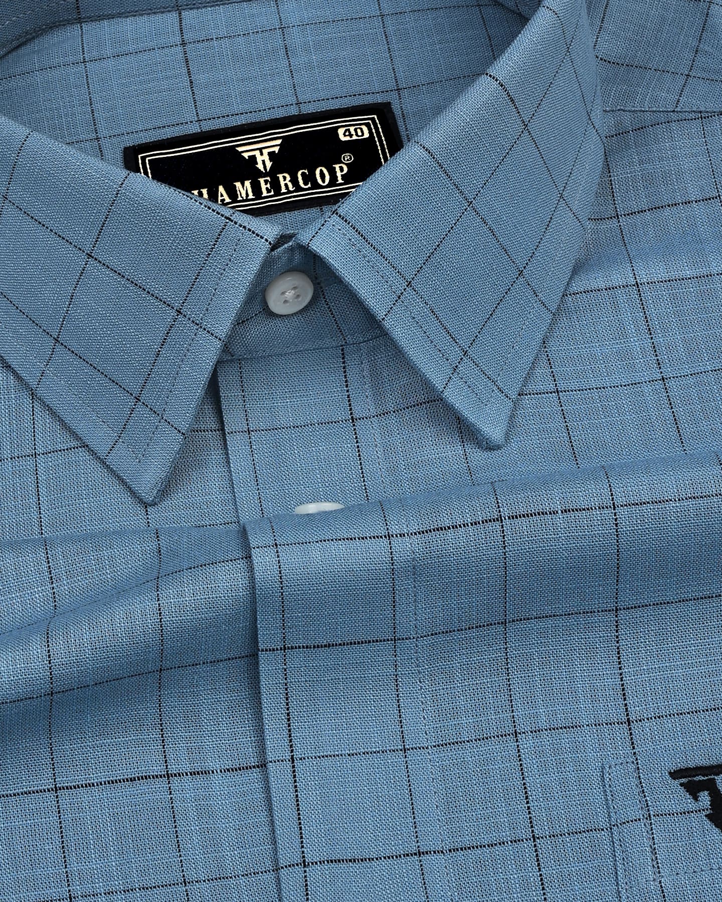 Bloro Gray With Black Thread Check Amsler Linen Shirt – Hamercop