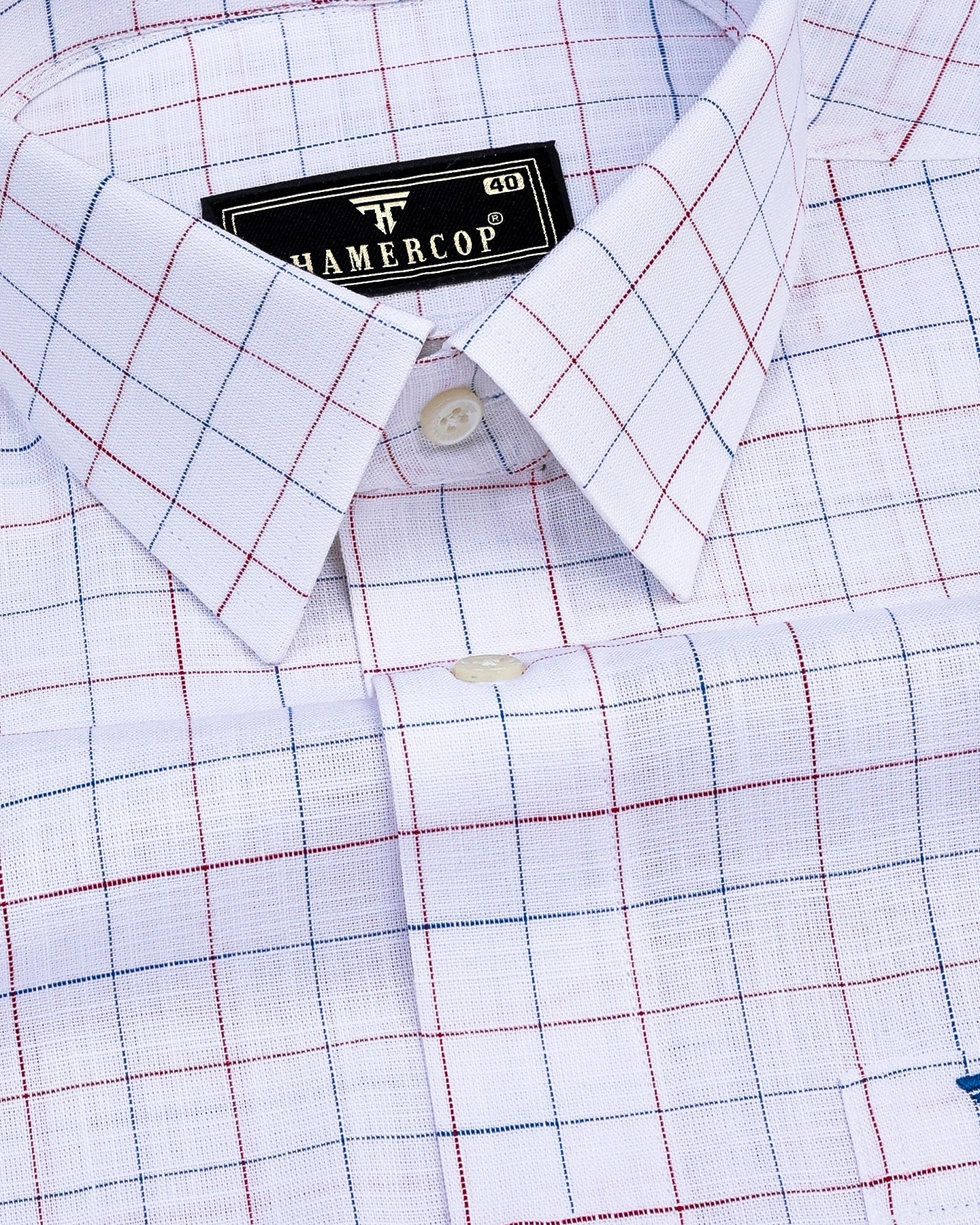 Octet Red Blue Check White Amsler Linen Shirt – Hamercop
