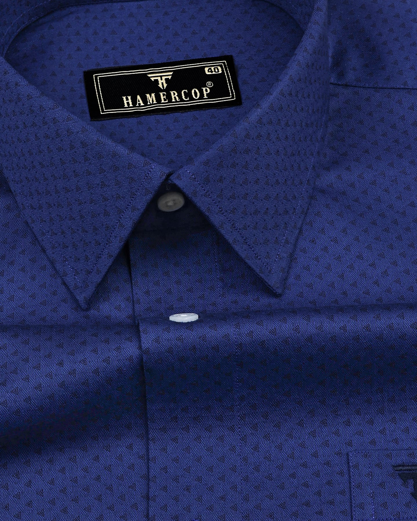 Orca Blue Black Triangle Printed Dobby Cotton Shirt – Hamercop