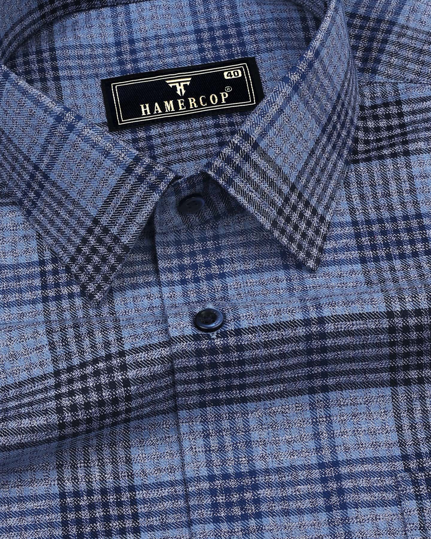 Pecan Blue Twill Check Cotton Shirt – Hamercop