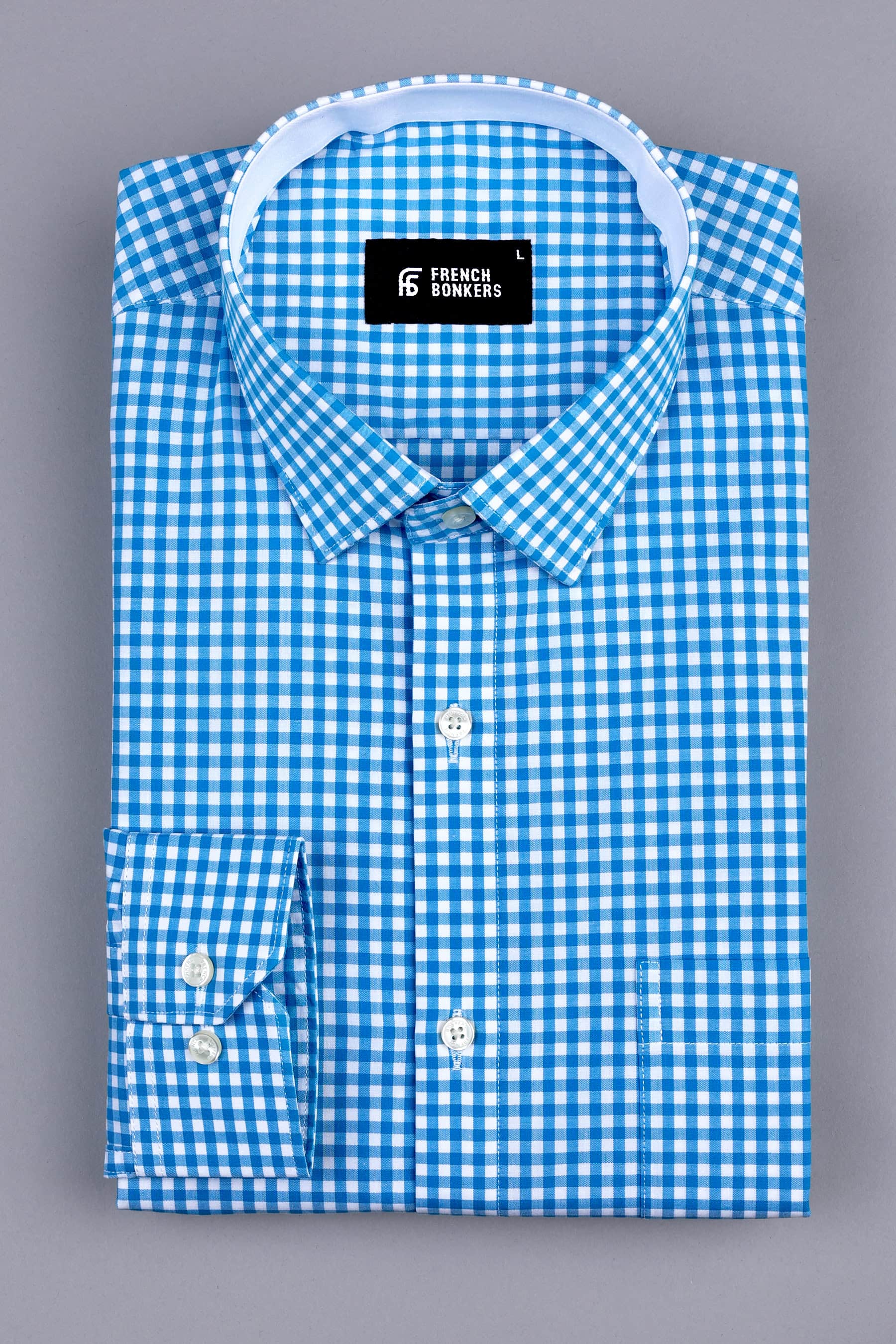 Bright blue with white gun club check shirt – Hamercop