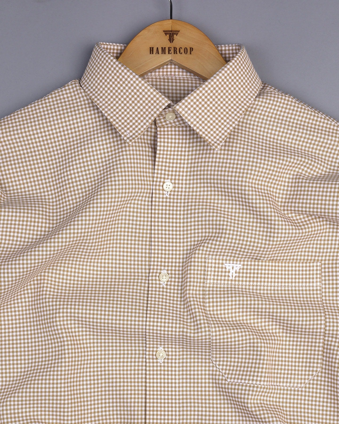 Cream Small Check Oxford Cotton Shirt – Hamercop