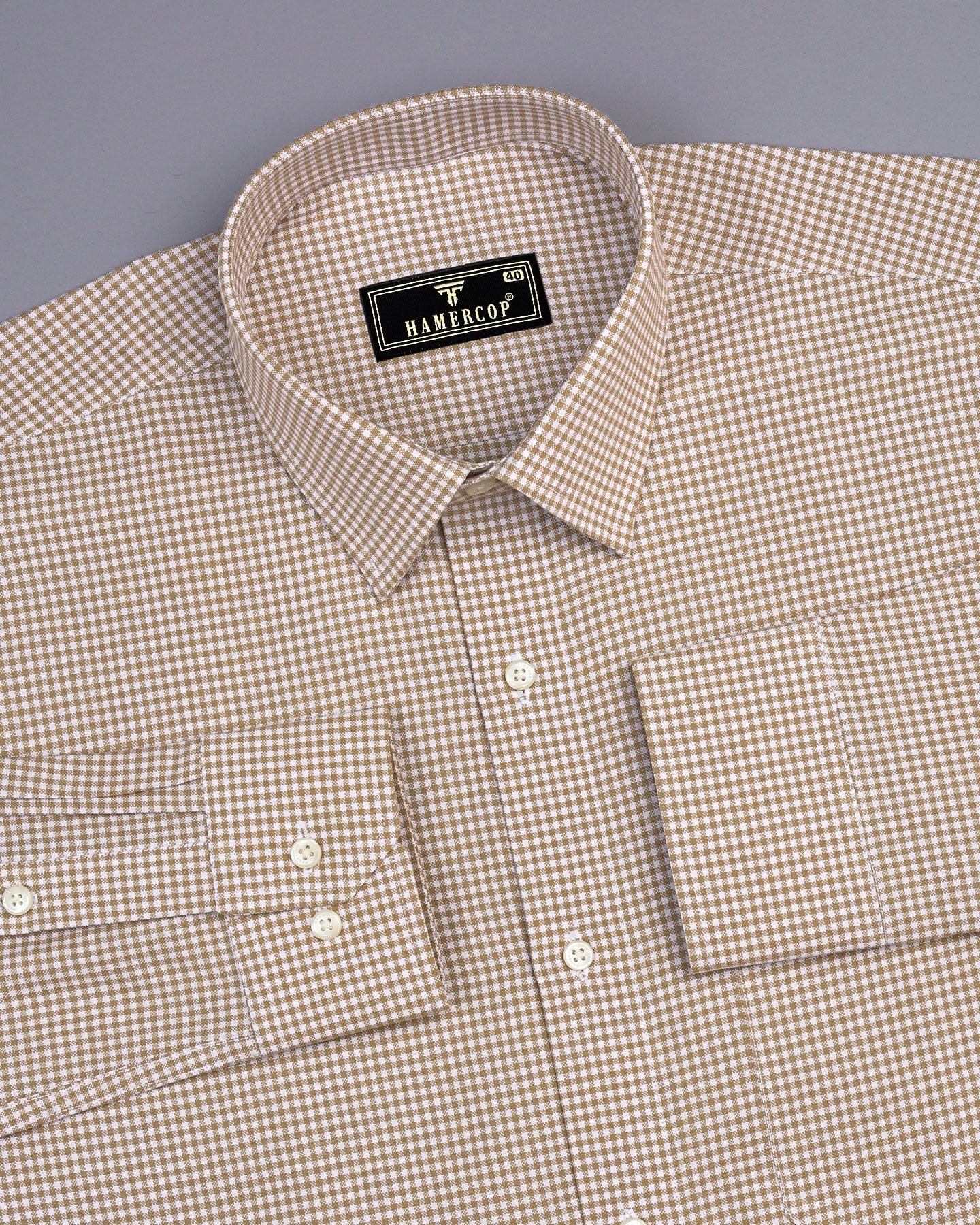 Cream Small Check Oxford Cotton Shirt – Hamercop