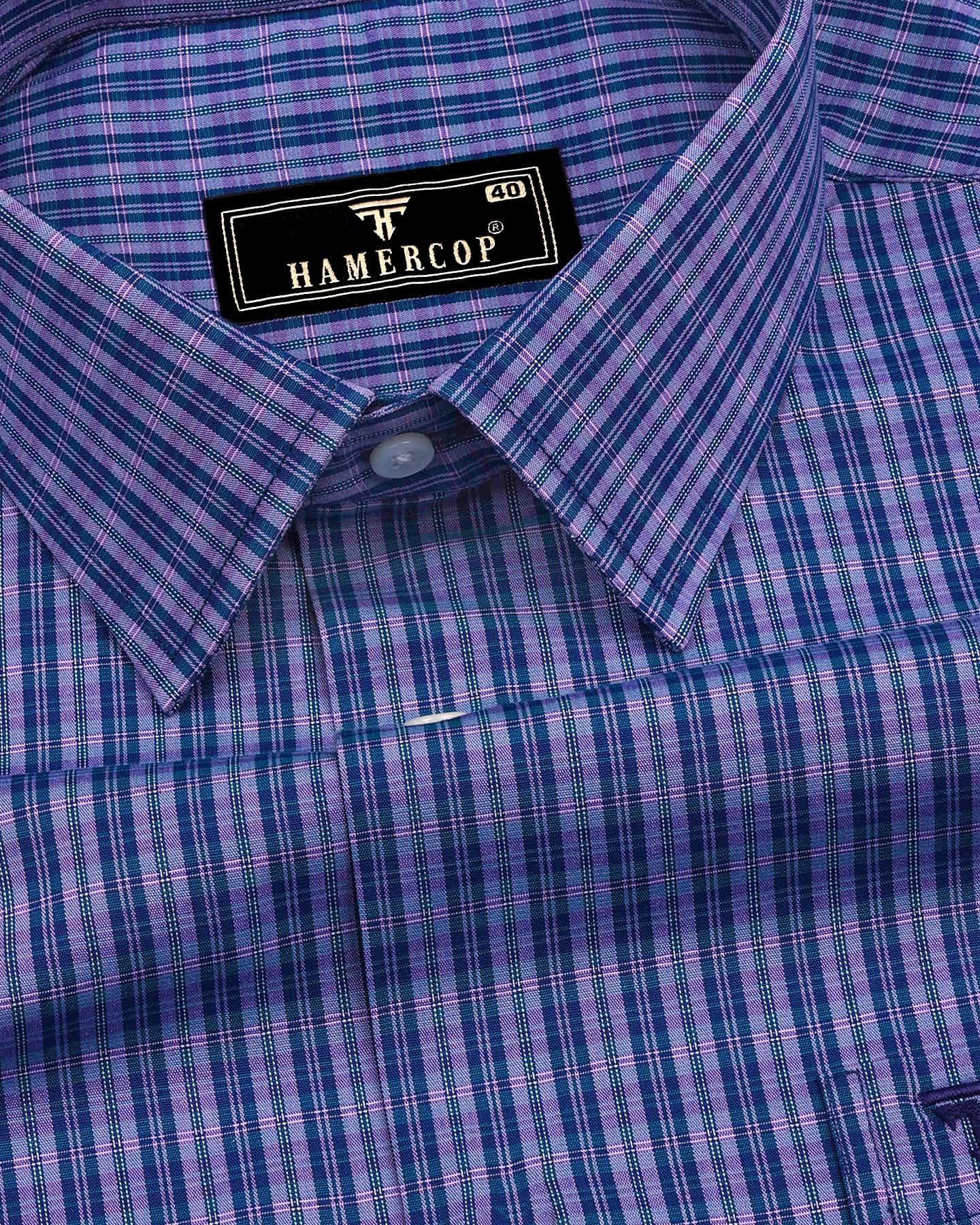 Ripon Blue Small Check Cotton Formal Shirt – Hamercop