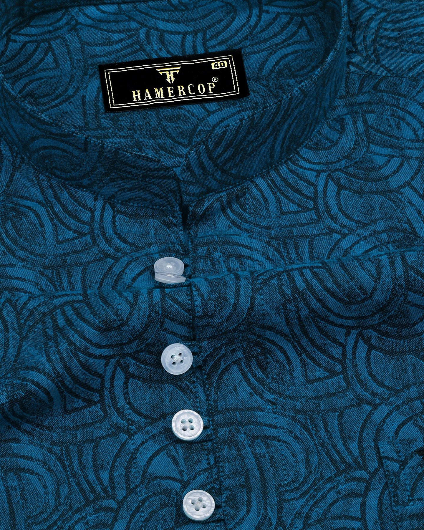 Delft Blue Jacquard Textured Cotton Shirt Style Kurta – Hamercop