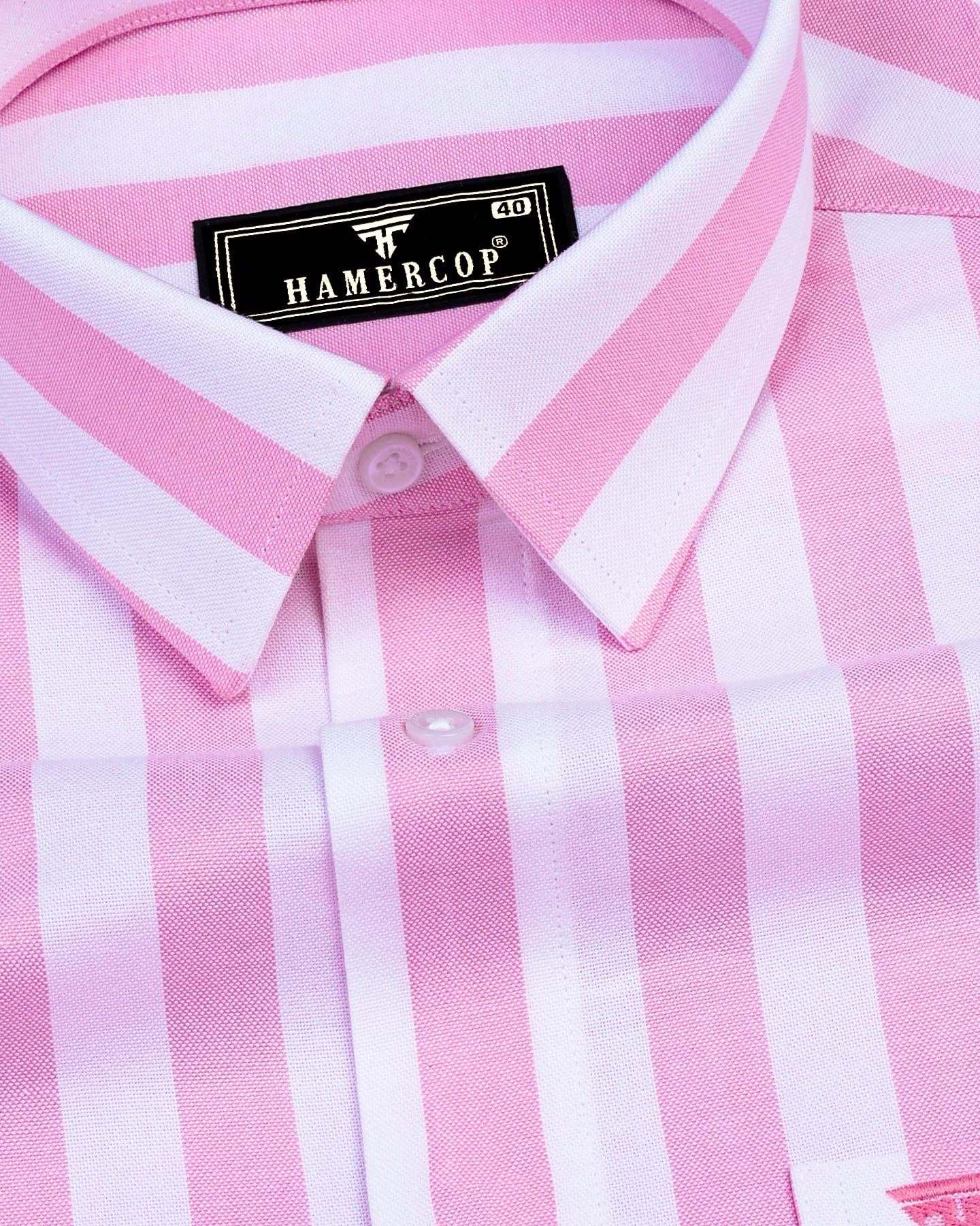 Pink & White Broad Stripe Oxford Shirt – Hamercop