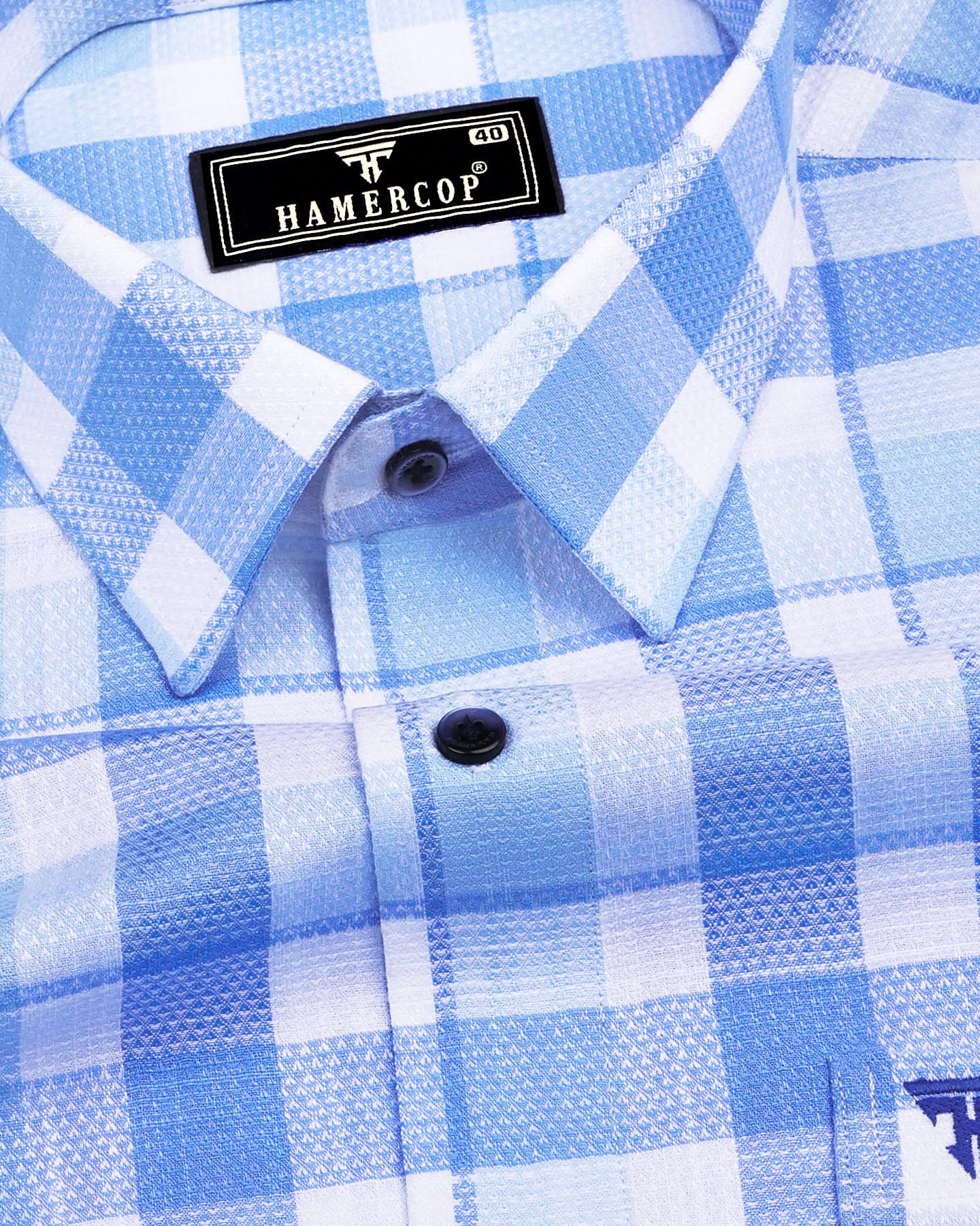 Vernon Blue White Dobby Check Cotton Shirt – Hamercop