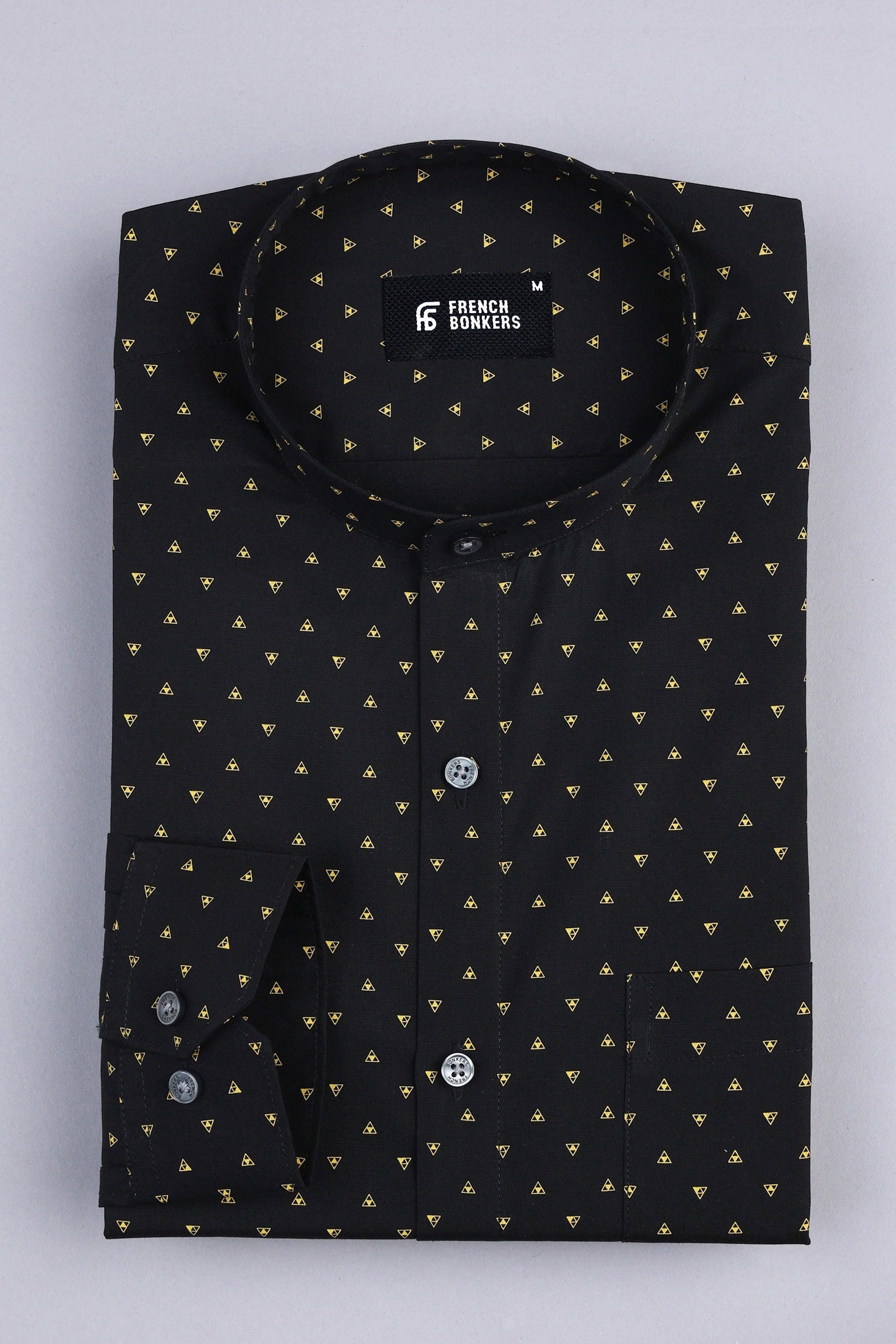 Jade black with yellow up down triangle printed shirt – Hamercop
