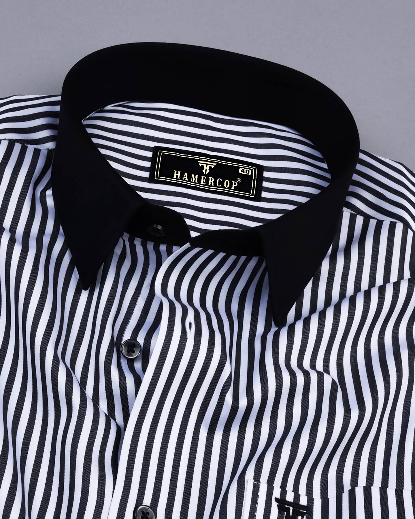 Destiny Gray Premium Giza Cotton Shirt with White Stripe – Hamercop