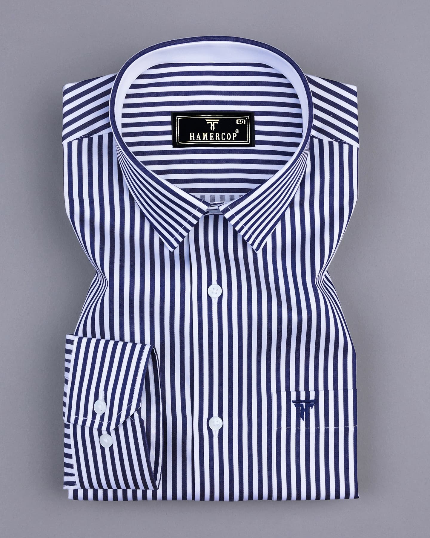 Destiny NavyBlue With White Stripe Premium Giza Designer Shirt – Hamercop