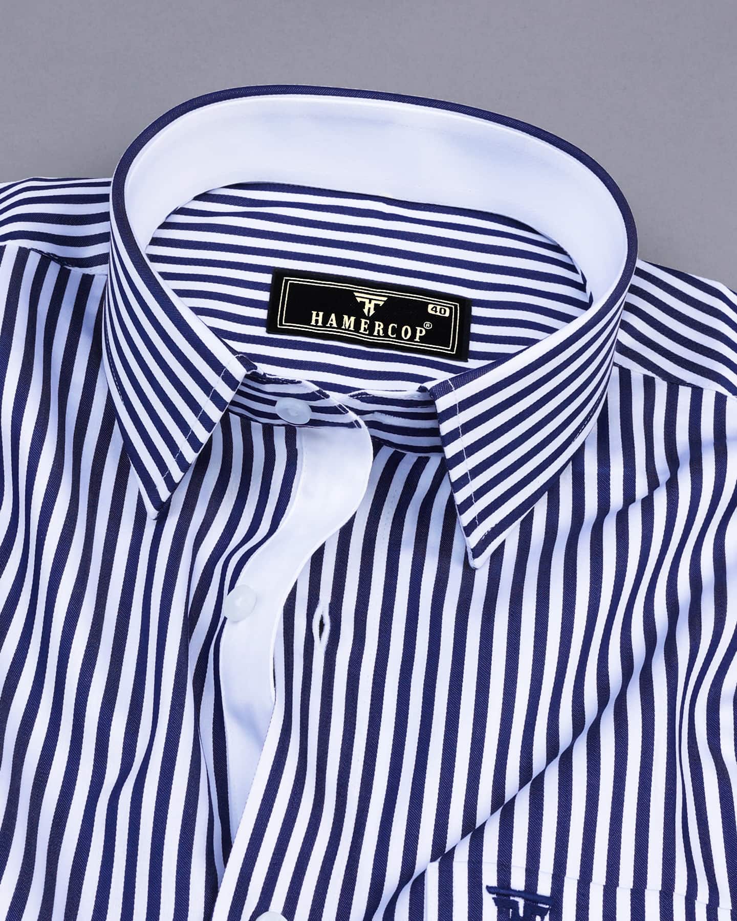 Destiny NavyBlue With White Stripe Premium Giza Designer Shirt – Hamercop