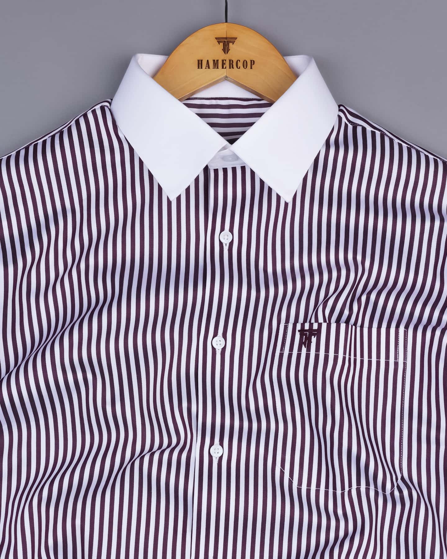 Destiny Purple Premium Giza Cotton Shirt with White Stripe – Hamercop