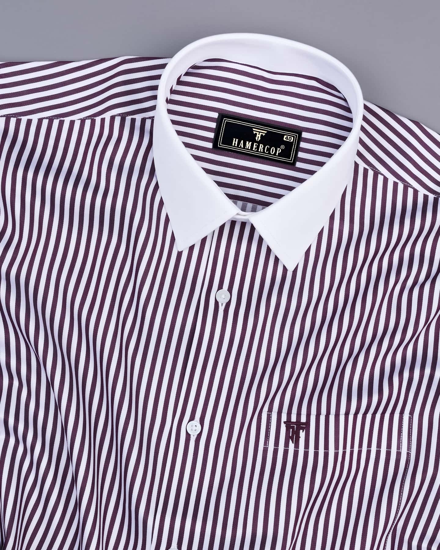 Destiny Purple Premium Giza Cotton Shirt with White Stripe – Hamercop