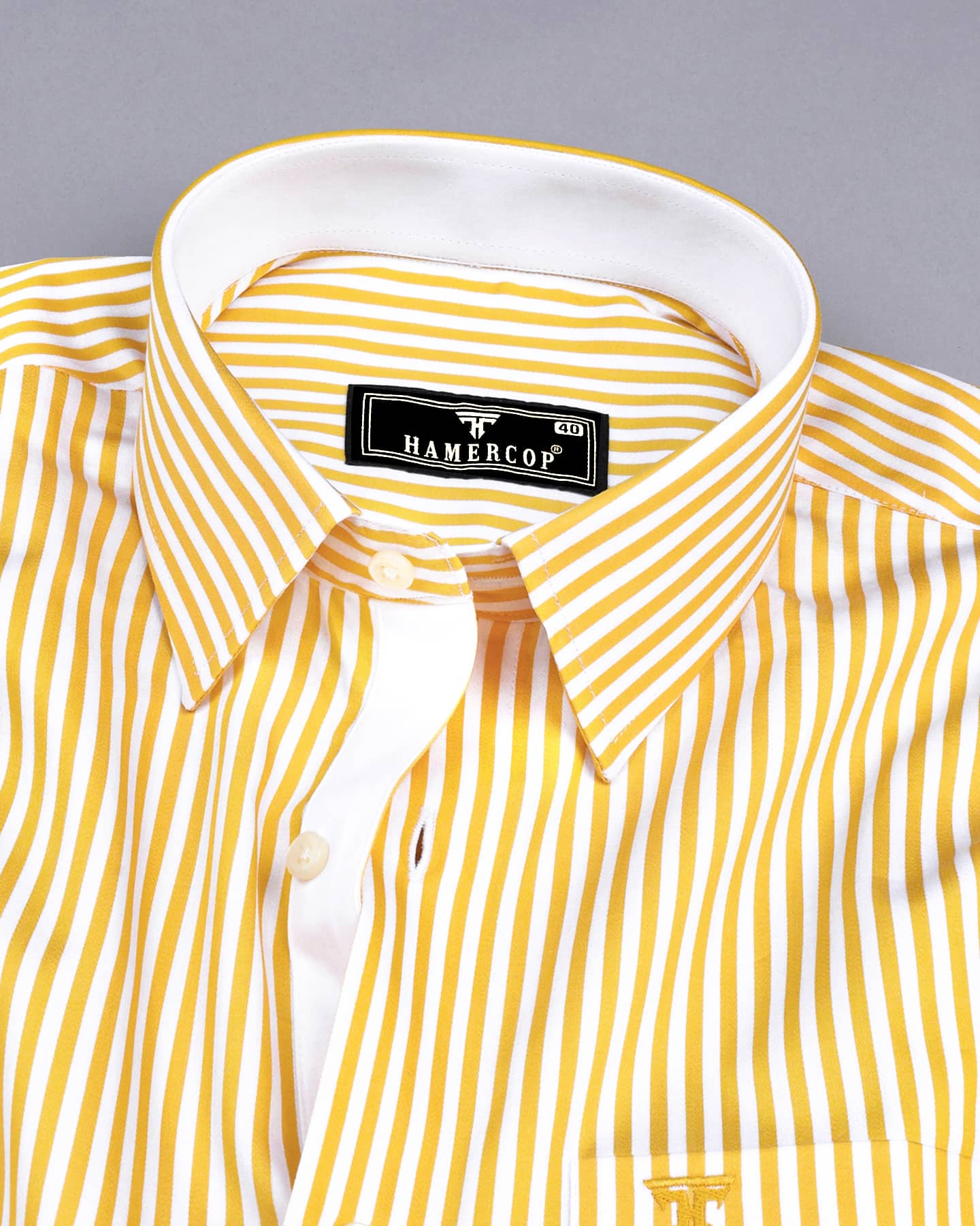 Destiny Yellow Premium Giza Cotton Shirt with White Stripe – Hamercop
