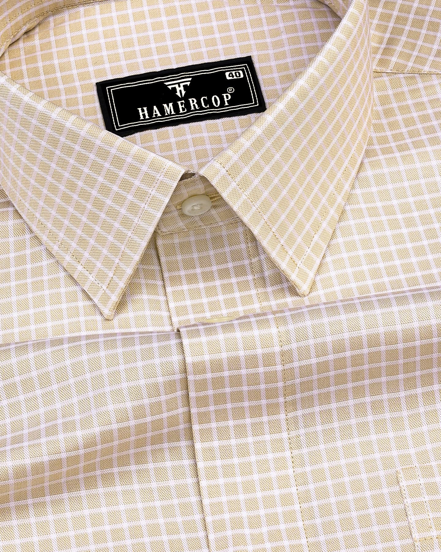 Volga Cream White Twill Check Premium Giza Cotton Shirt – Hamercop