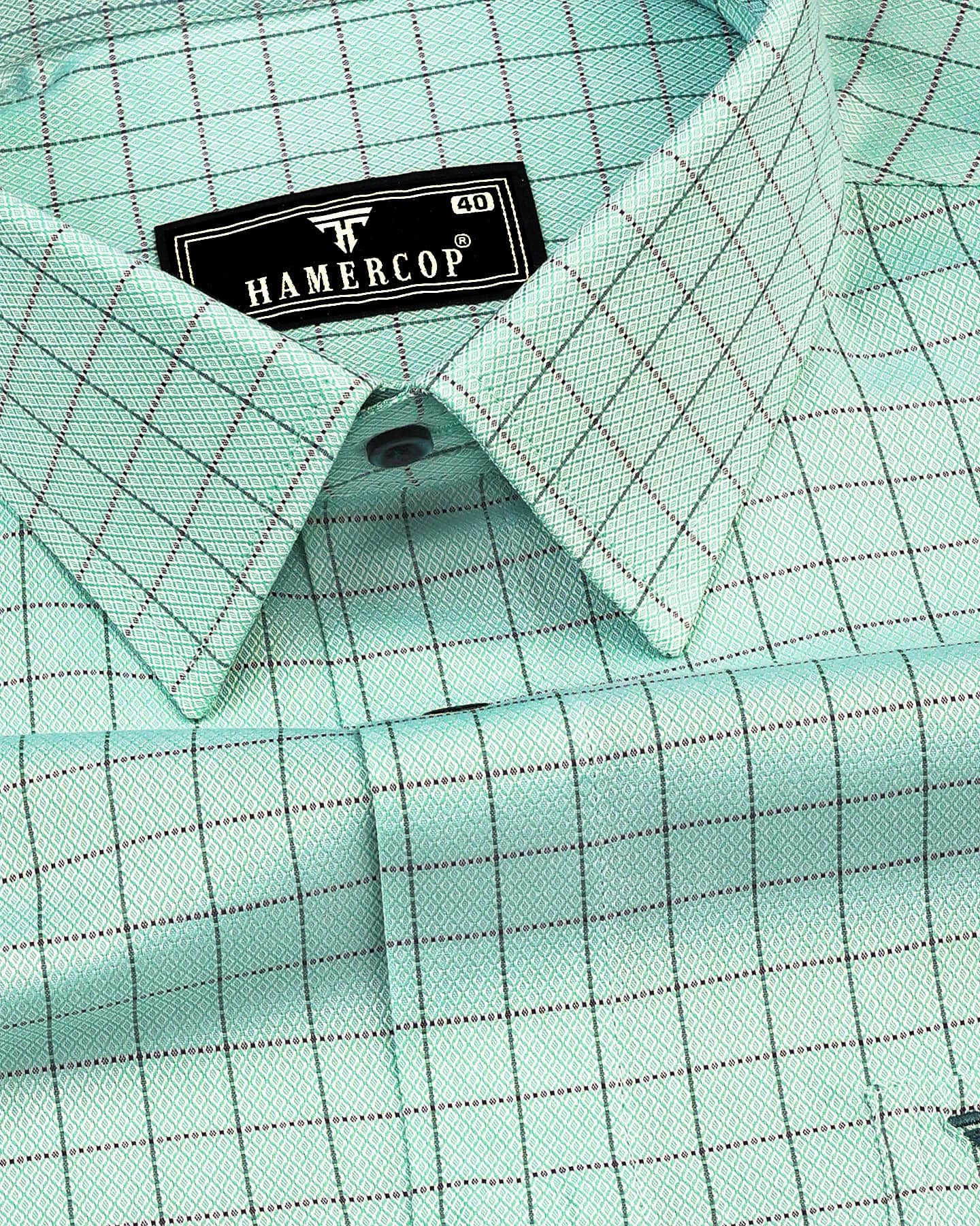 Mercey Green Jacquard Check Premium Giza Shirt – Hamercop