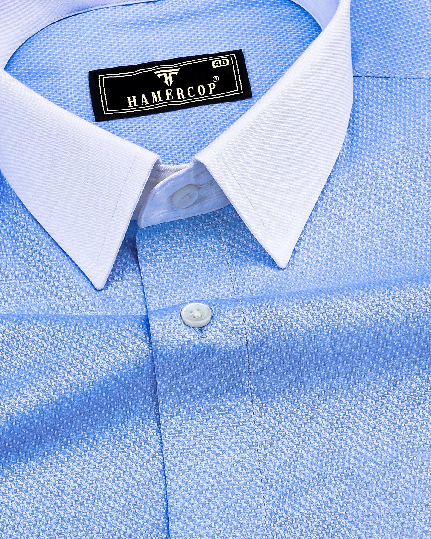 Mist Blue Dobby Textured Designer Cotton Shirt – Hamercop