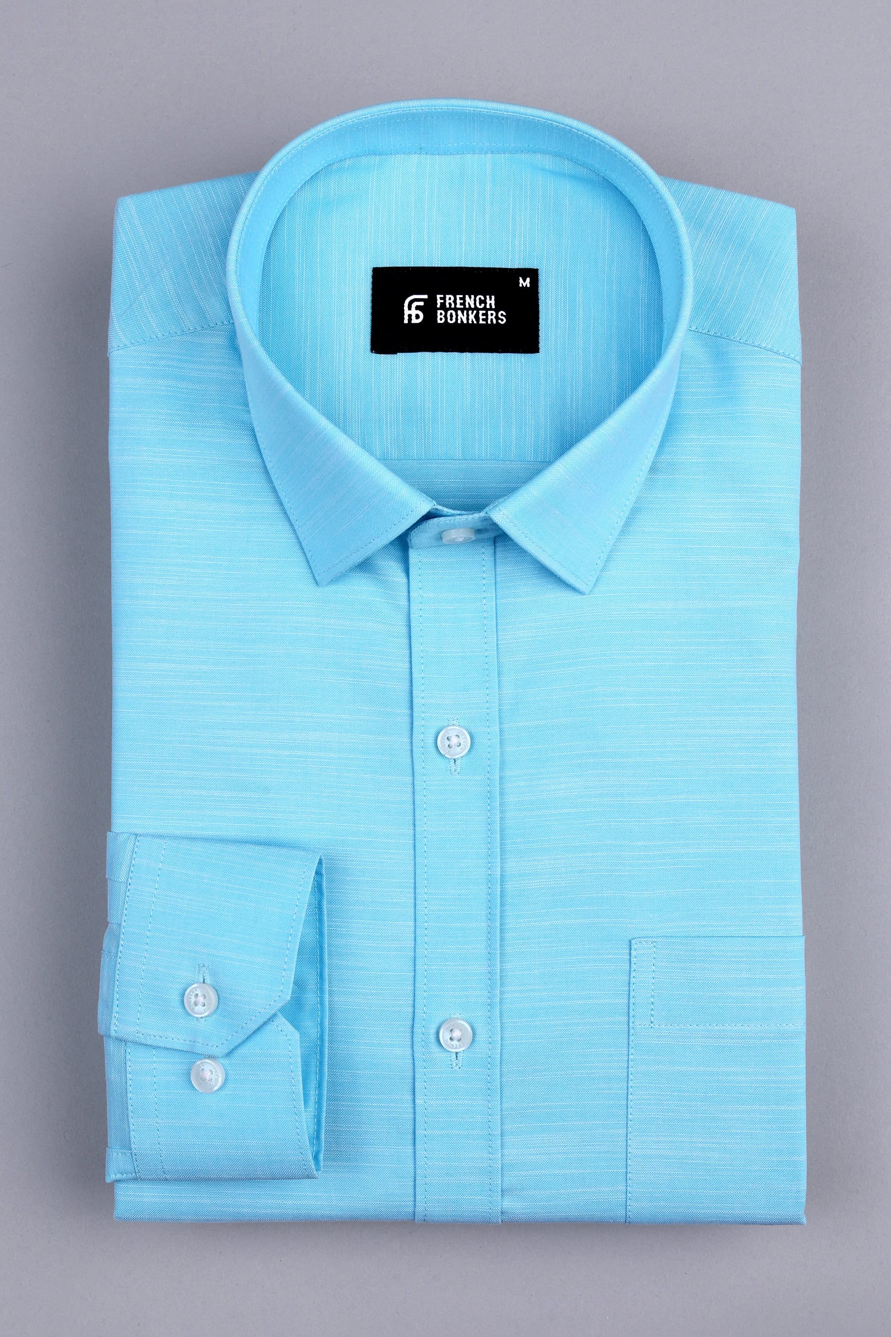 Electric sky blue with white ruff lines solid shirt – Hamercop