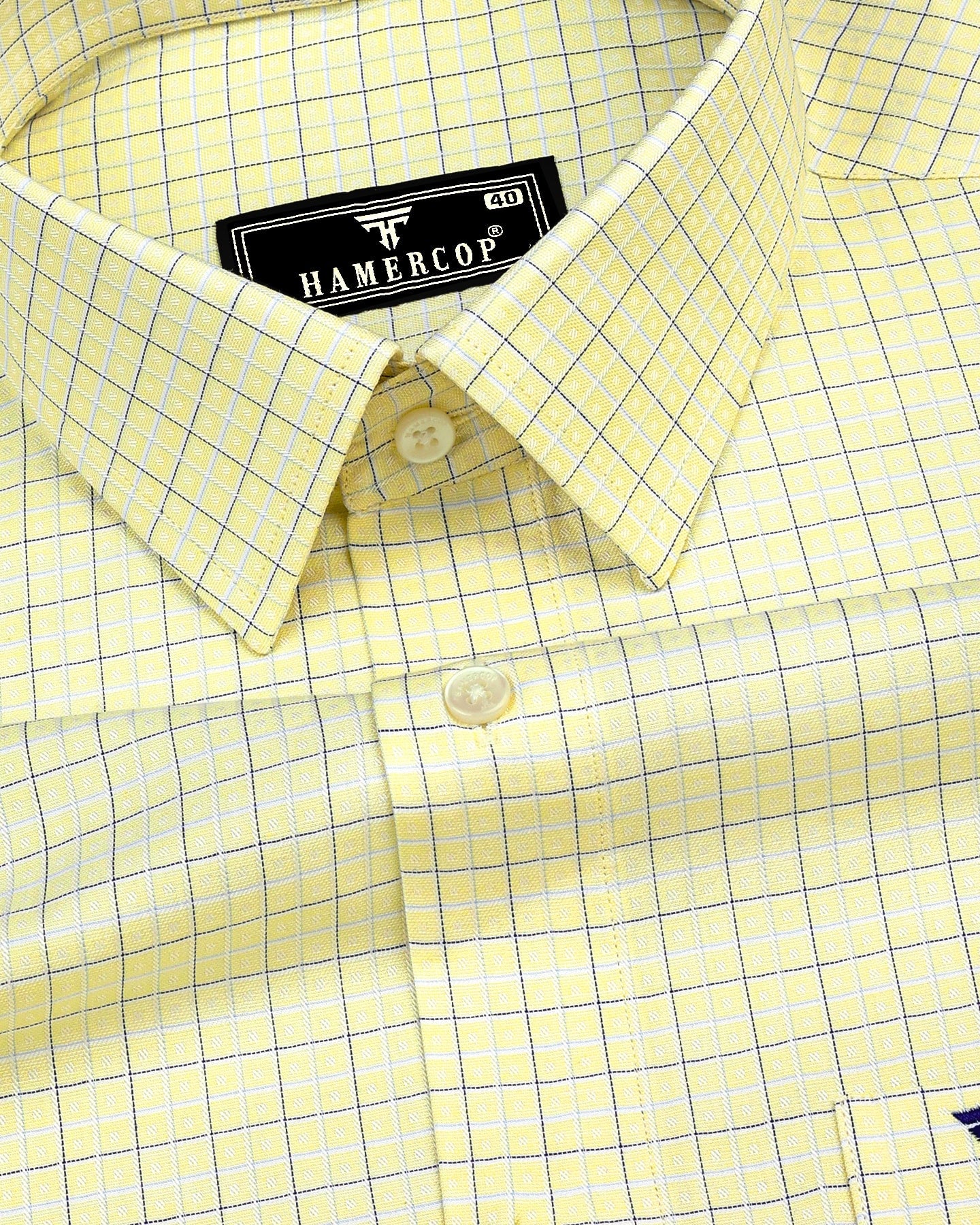 Astral Yellow Shirt – Blue Check Giza Cotton – Hamercop