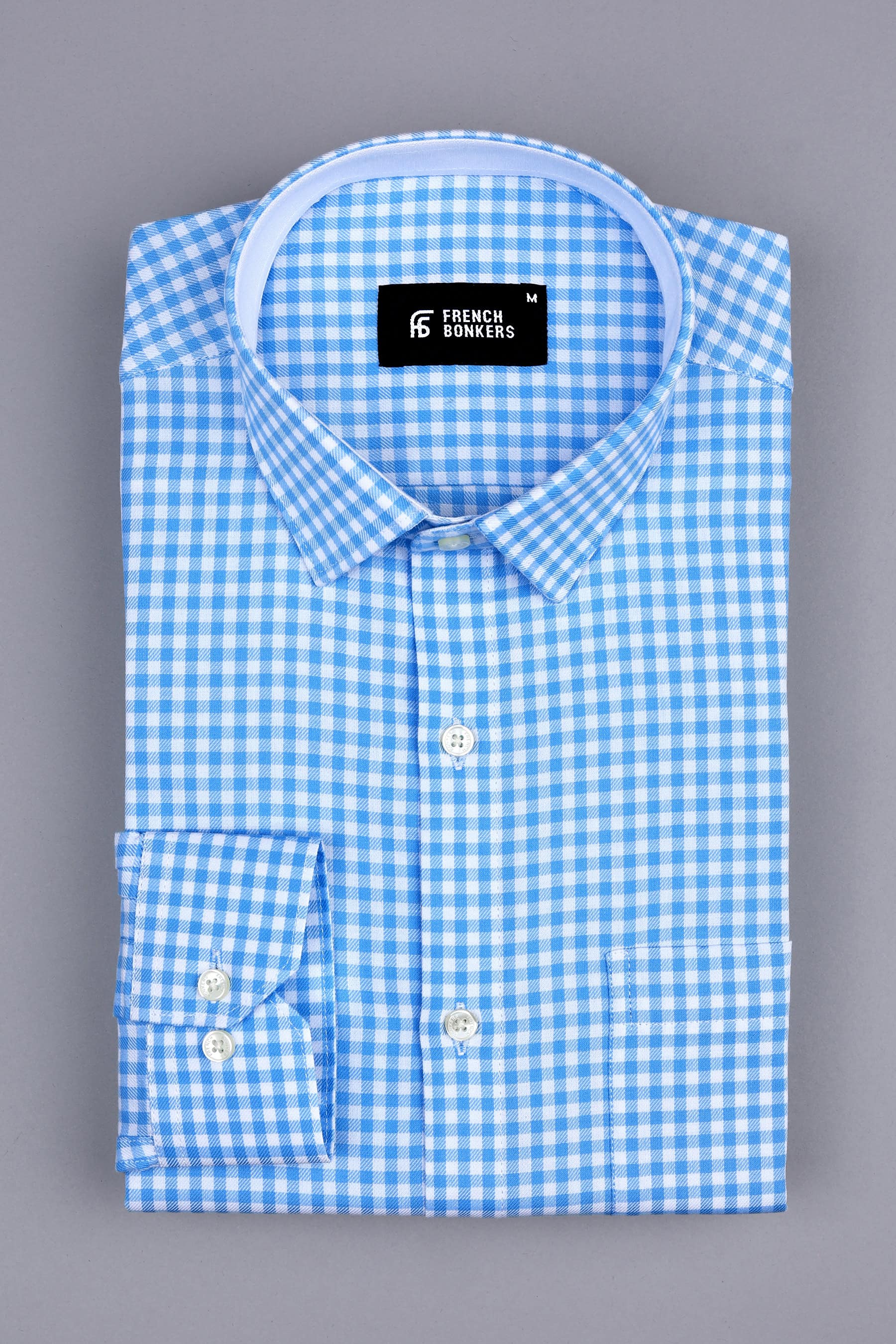 Classic sky blue with white twill check shirt – Hamercop