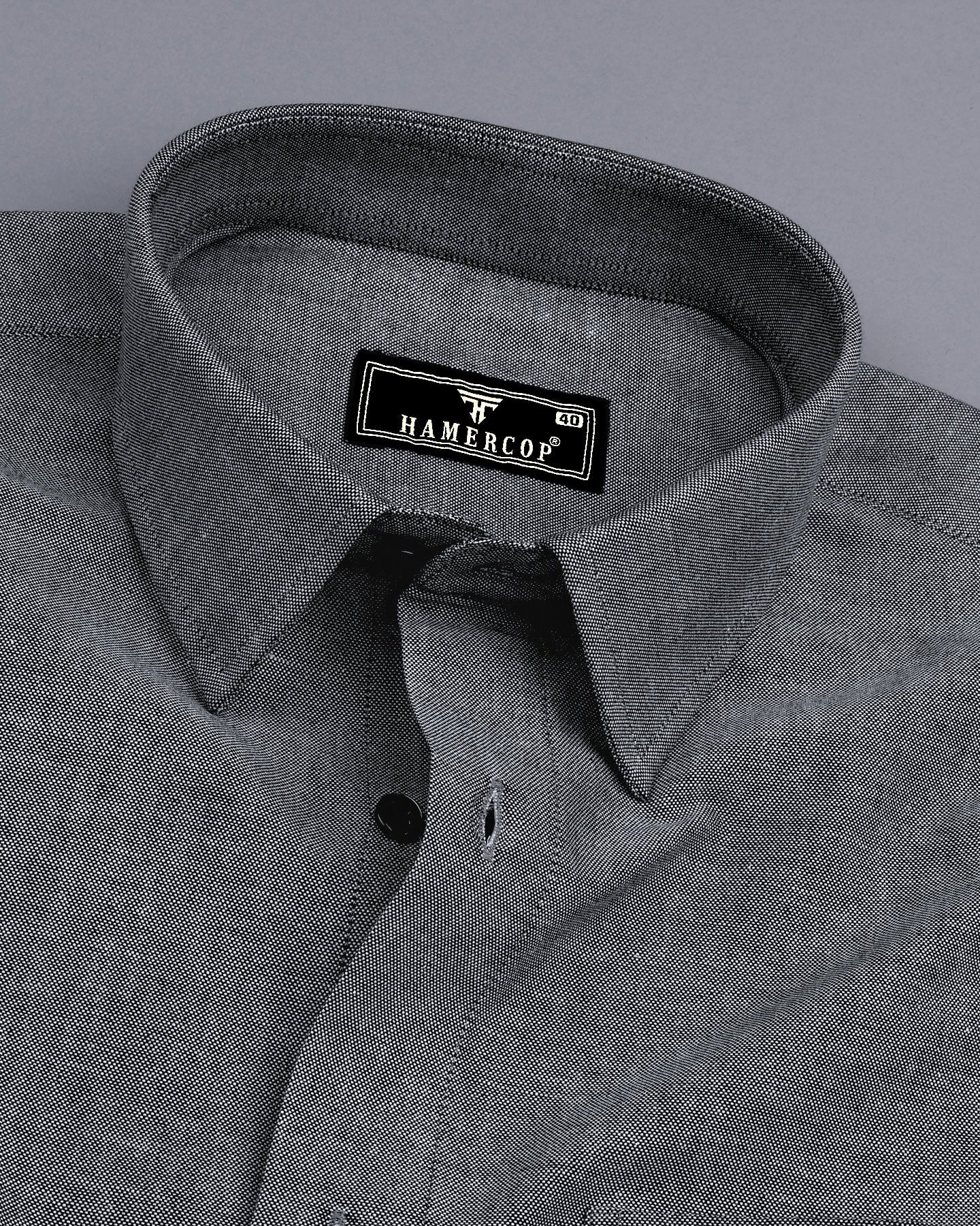 Ash Gray Formal Shirt – Plain Oxford Cotton – Hamercop