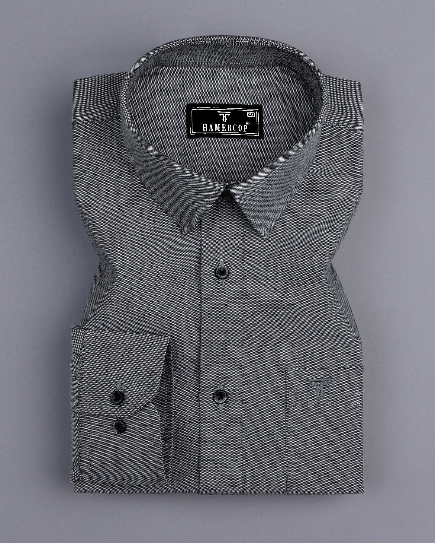 Ash Gray Formal Shirt – Plain Oxford Cotton – Hamercop