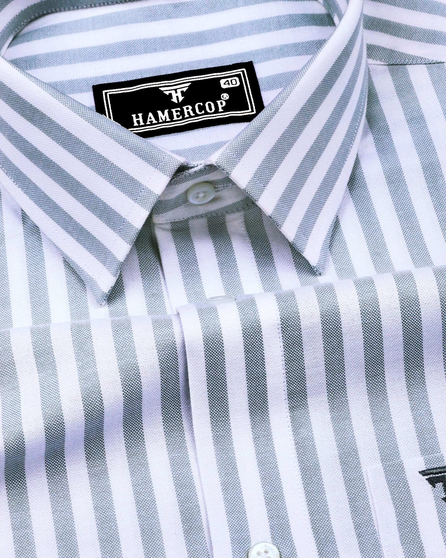 Signory Gray White Stripe Oxford Cotton Shirt – Hamercop