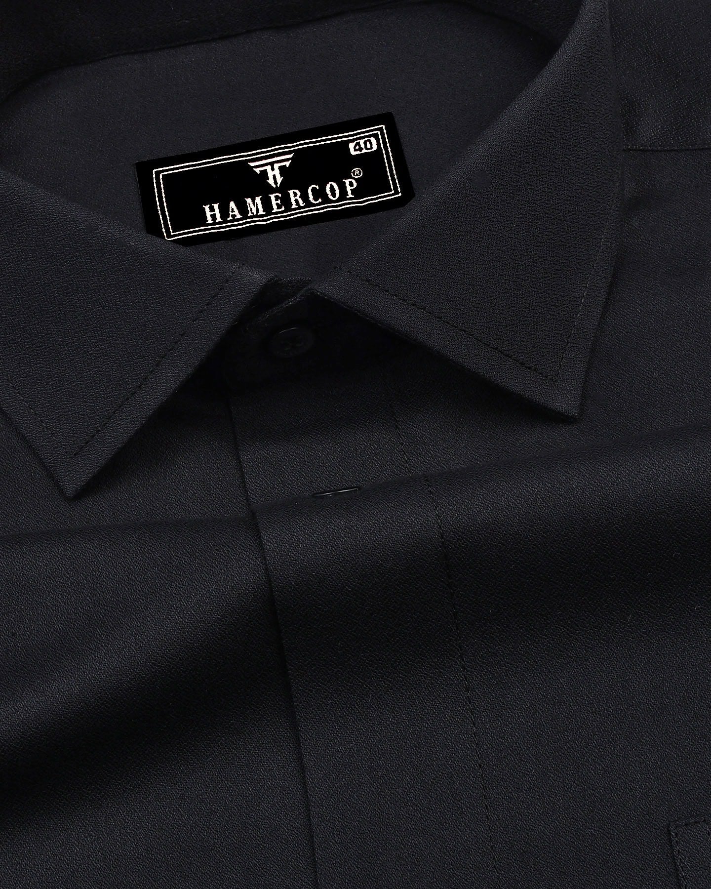 Delicate Black Plain Crepe Cotton Shirt – Hamercop