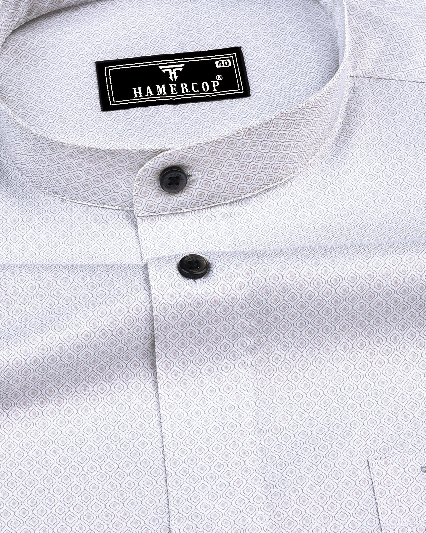 Neston Gray White Quatrefoil Pattern Cotton Shirt – Hamercop