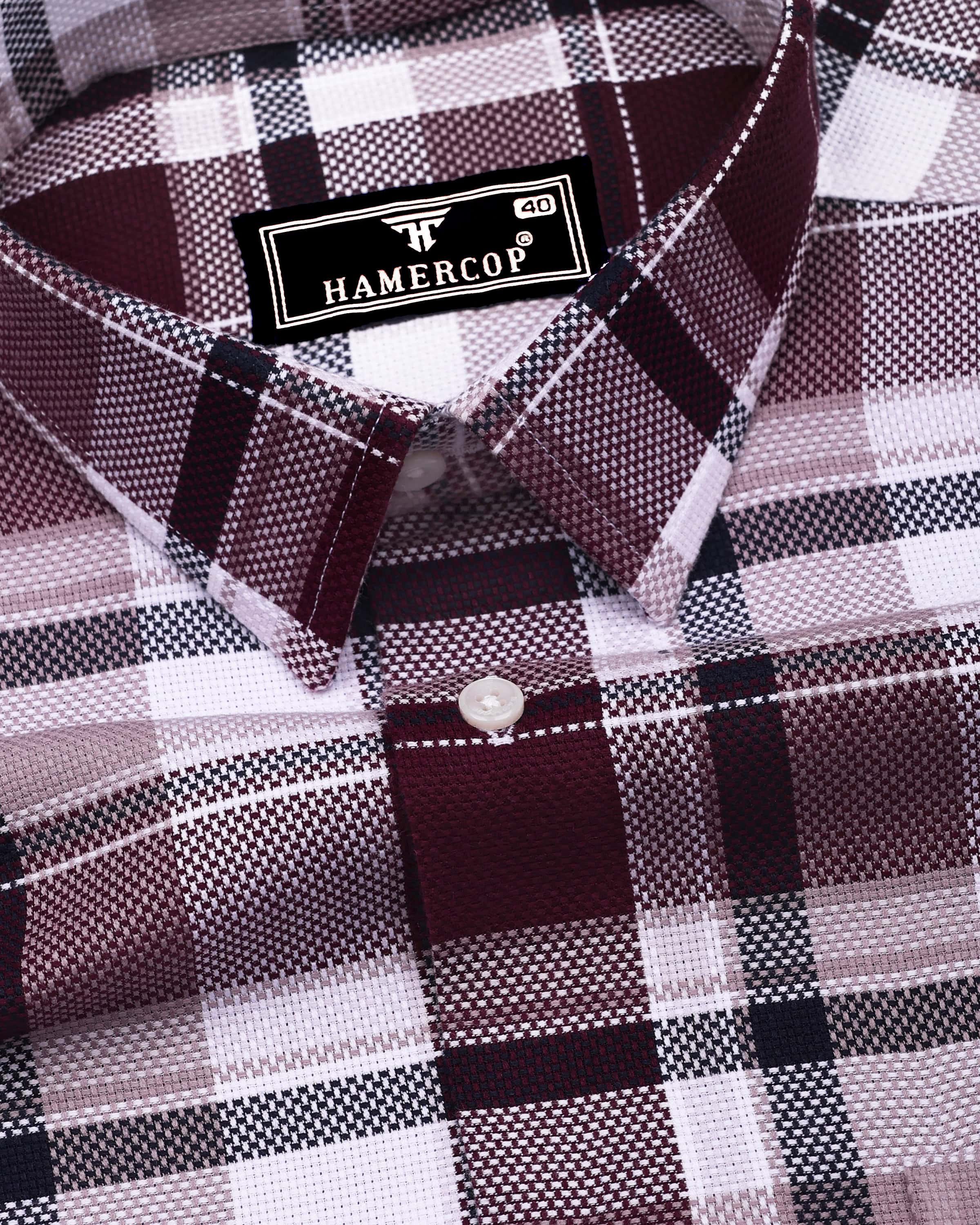Pomaz Maroon Multicolor Check Dobby Cotton Shirt for Men – Hamercop