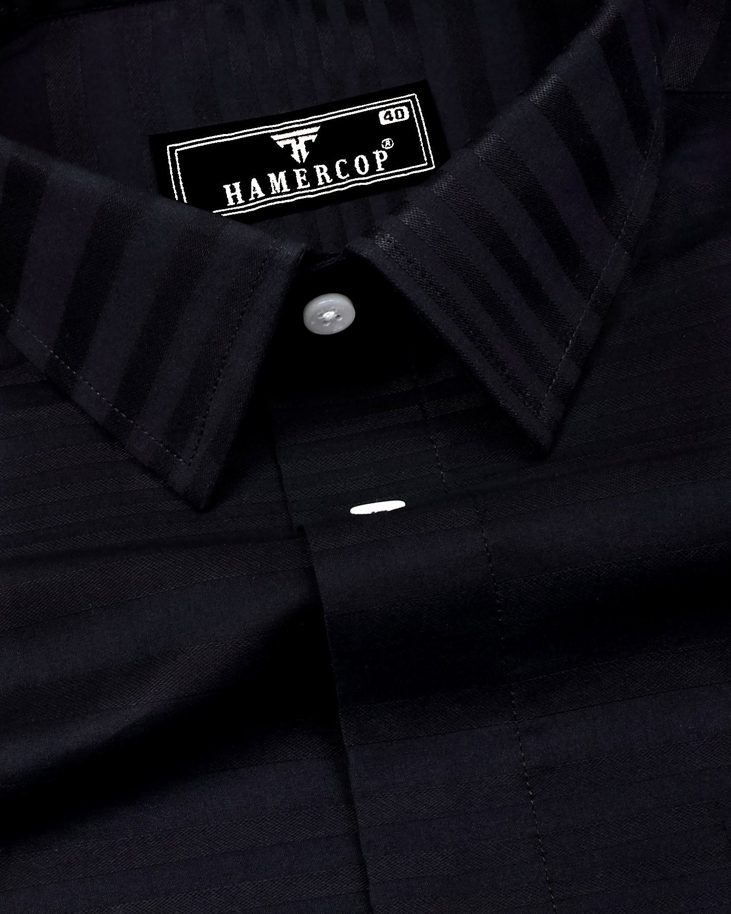 Black Self-Weft Stripe Dobby Shirt – Versatile Cotton – Hamercop