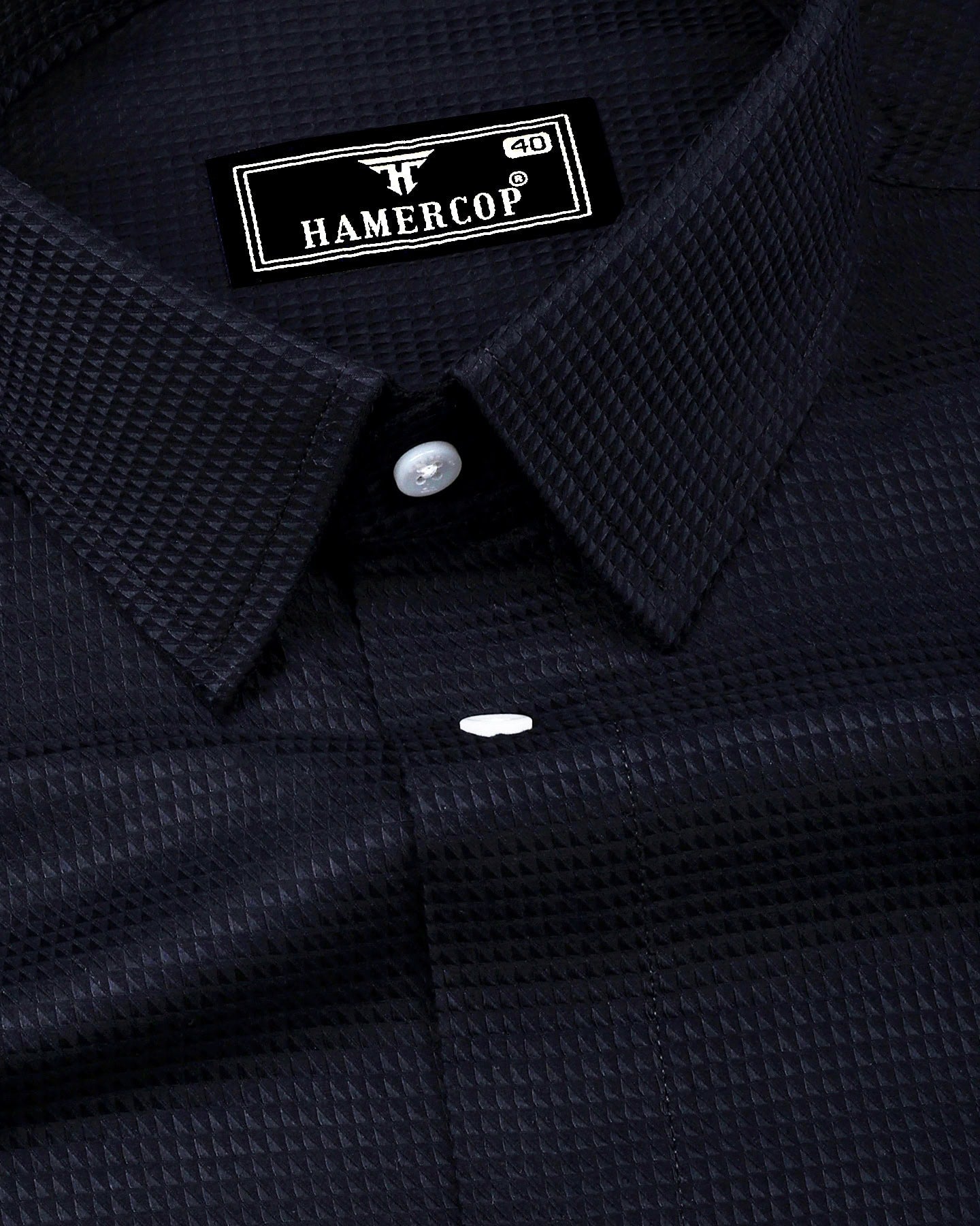 Iridium Black Solid Dobby Texture Premium Cotton Shirt – Hamercop