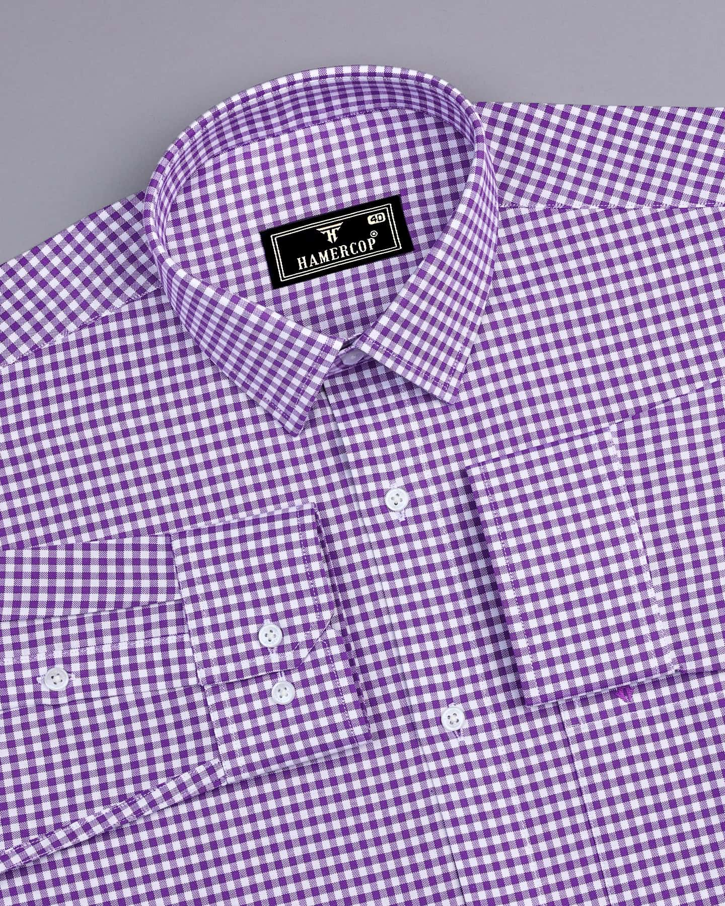 Jenon Purple With White Yarn Dyed Check Oxford Cotton Shirt – Hamercop