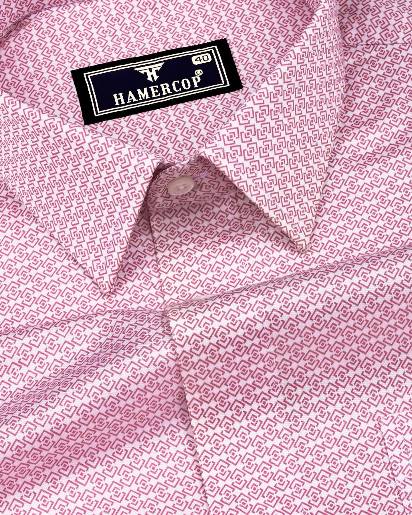 Flamingo Pink with White Printed Cotton Shirt – Hamercop