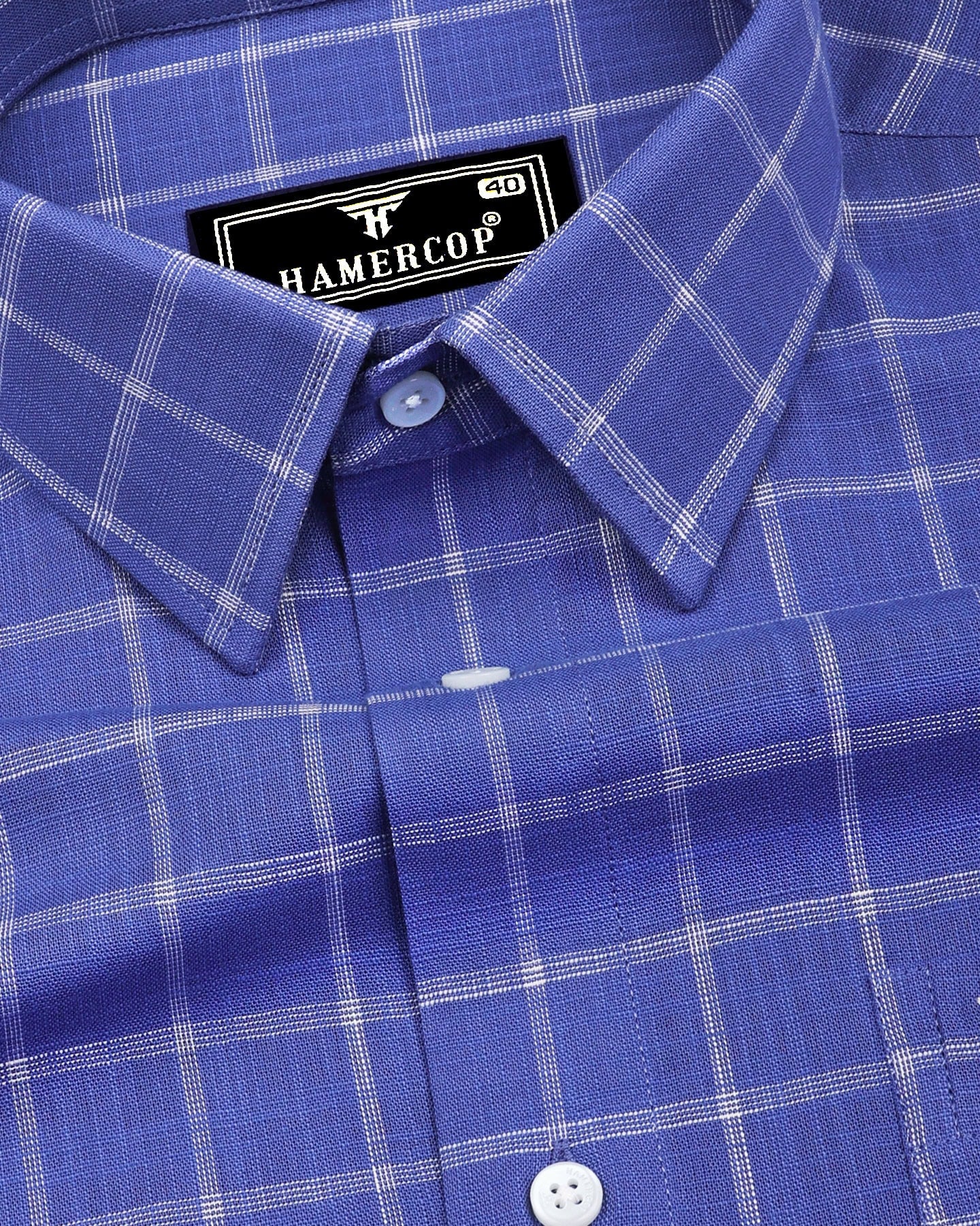 Tipton Blue Cream Check Linen Cotton Shirt – Hamercop