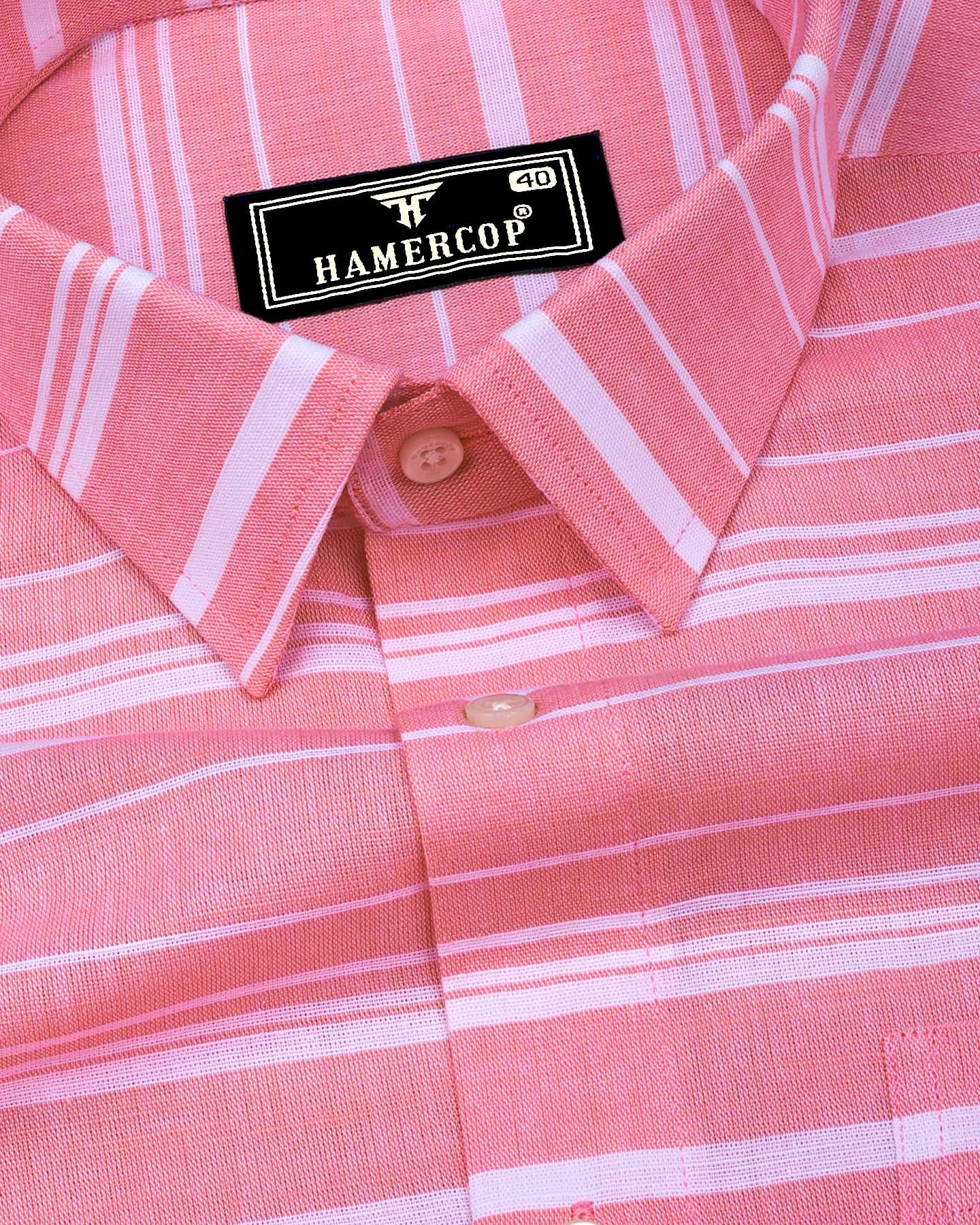Surftime Peach Weft Stripe Linen Cotton Shirt – Hamercop