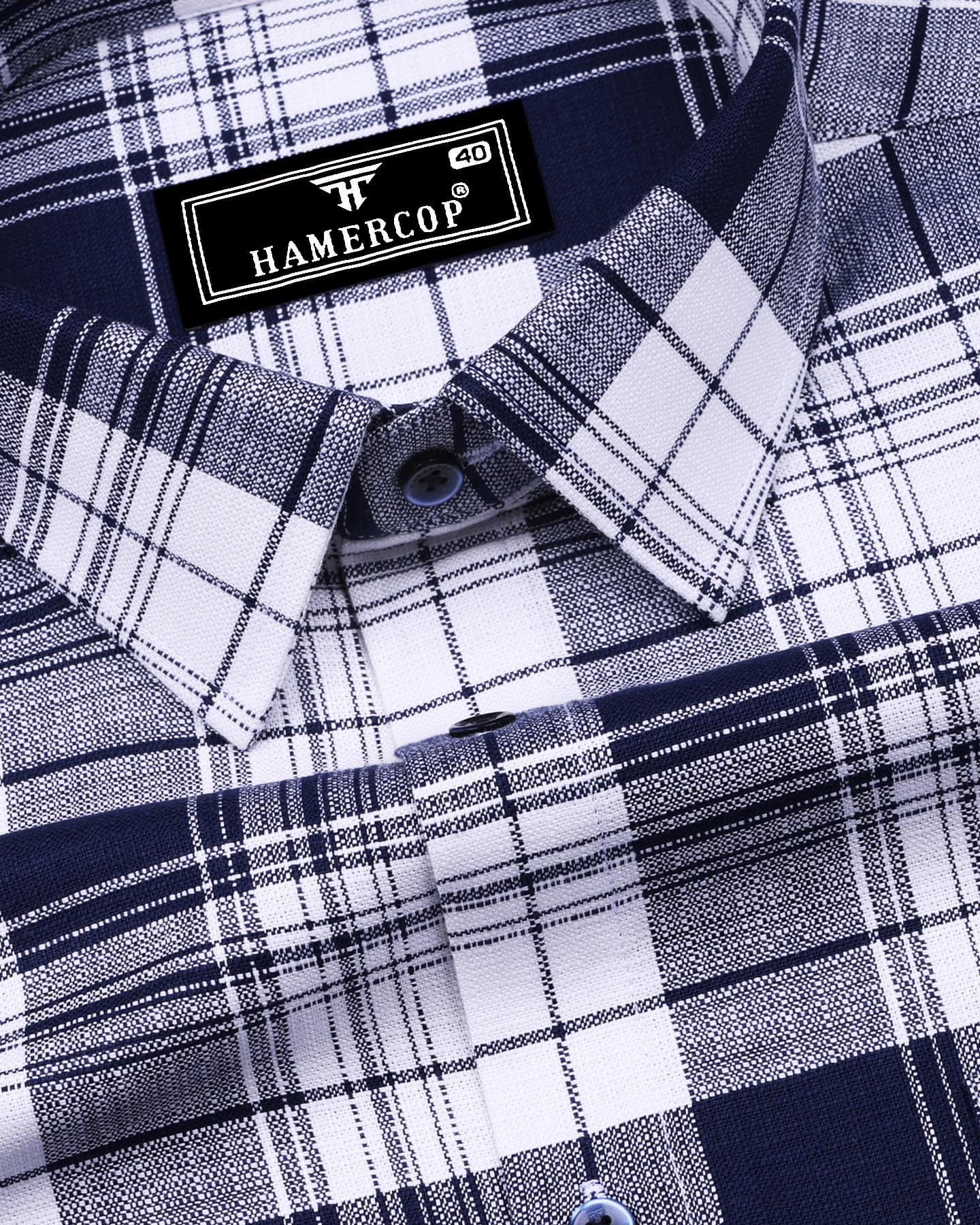 Cosenza Blue with White Check Dobby Cotton Shirt – Hamercop