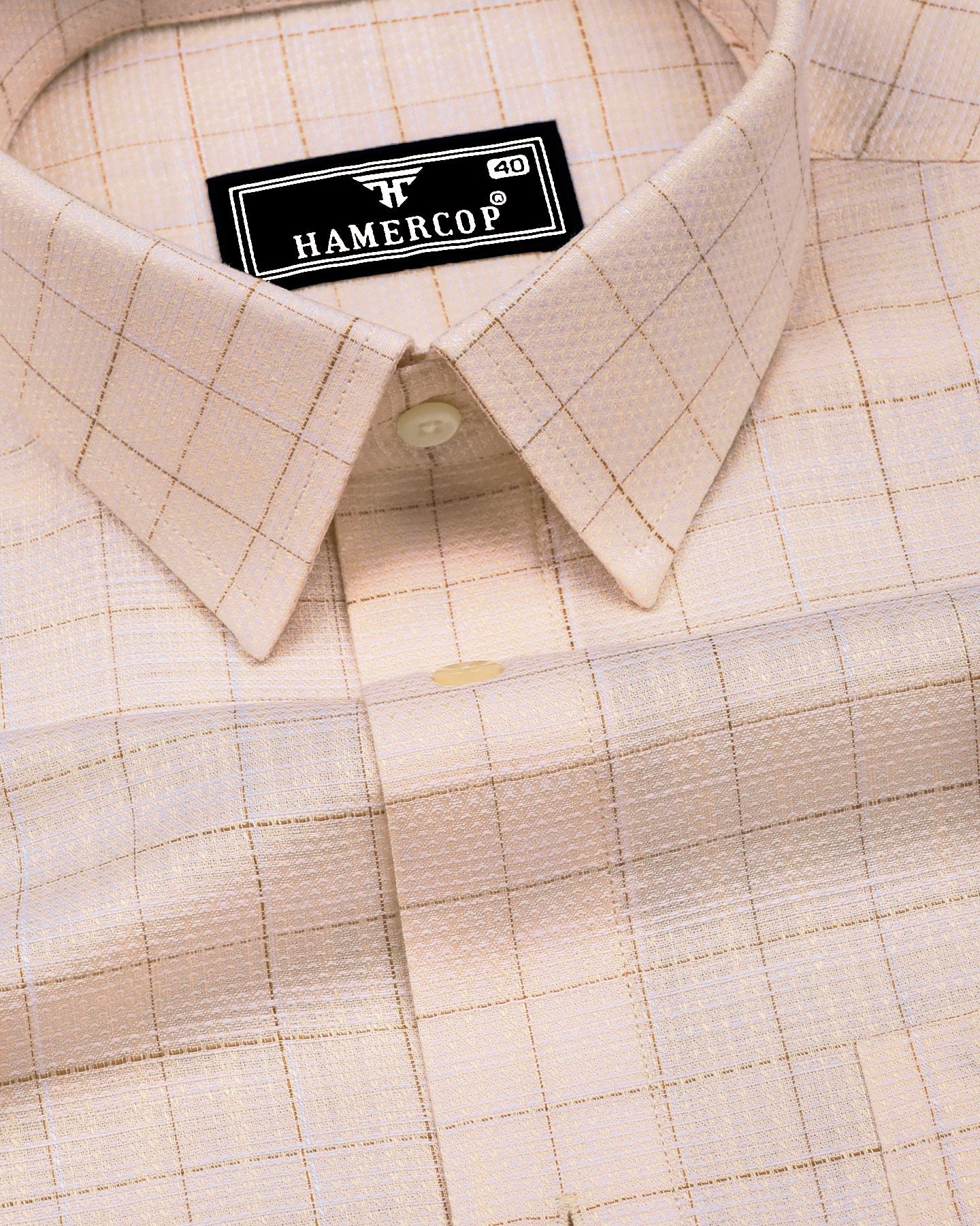 Cream Dobby Check Formal Cotton Shirt – Hamercop