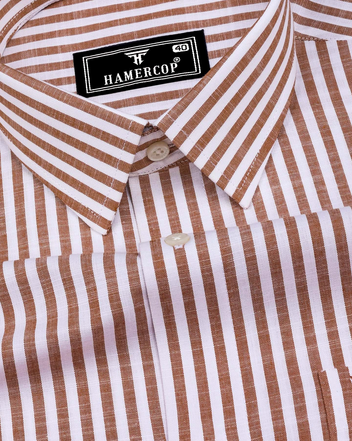 Alexa Cream Stripe Shirt – Formal Linen Cotton – Hamercop