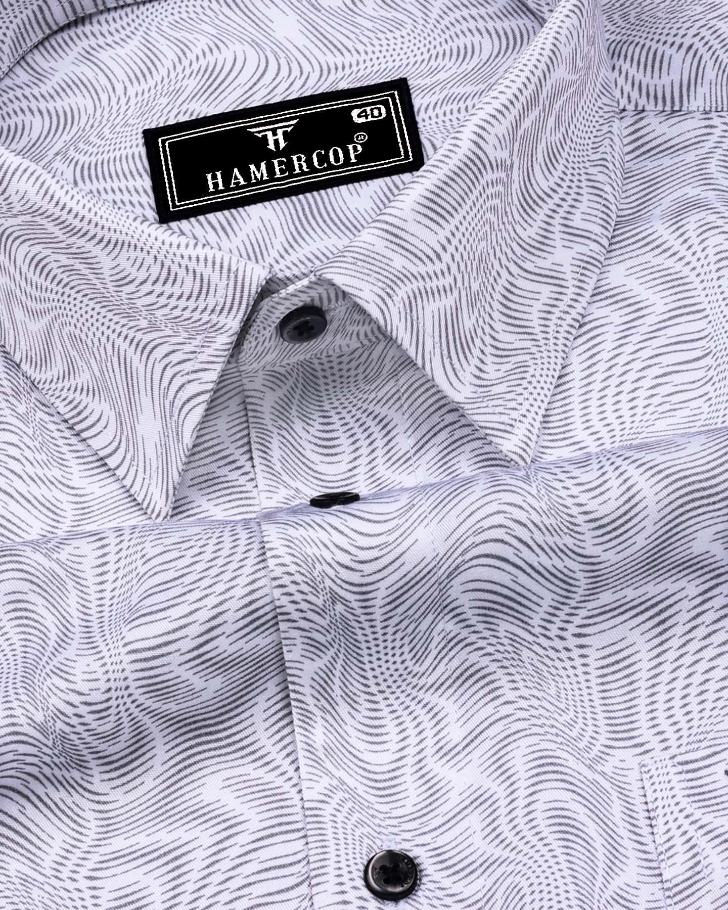Ripple Gray White Optical Print Cotton Shirt – Hamercop