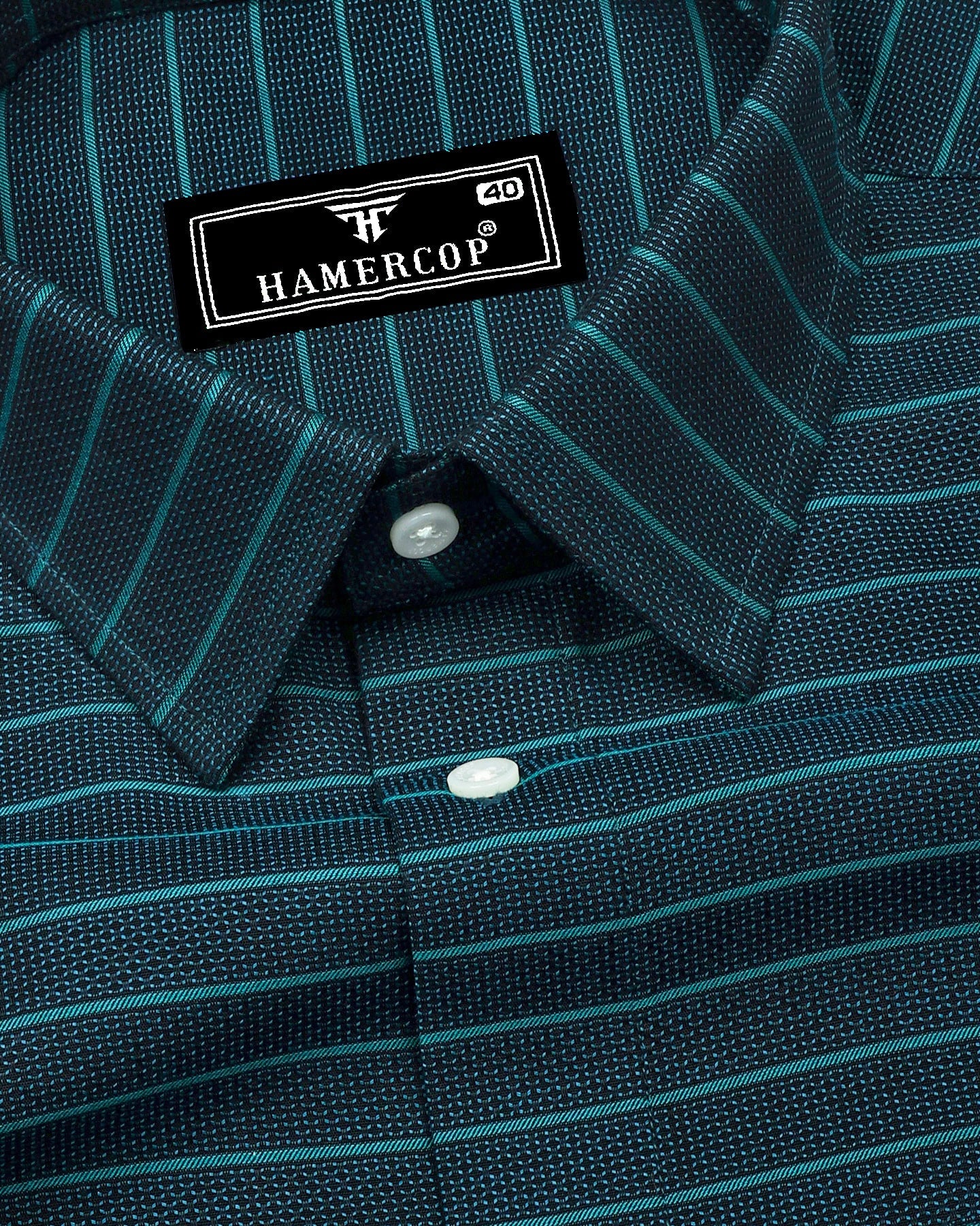 Teal Green Python Weft Stripe Dobby Cotton Shirt – Hamercop