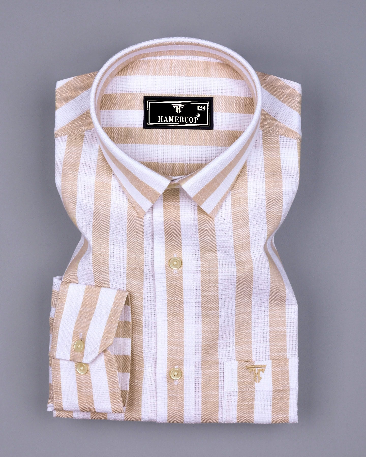 Vimcy Cream White Dobby Stripe Cotton Shirt – Hamercop