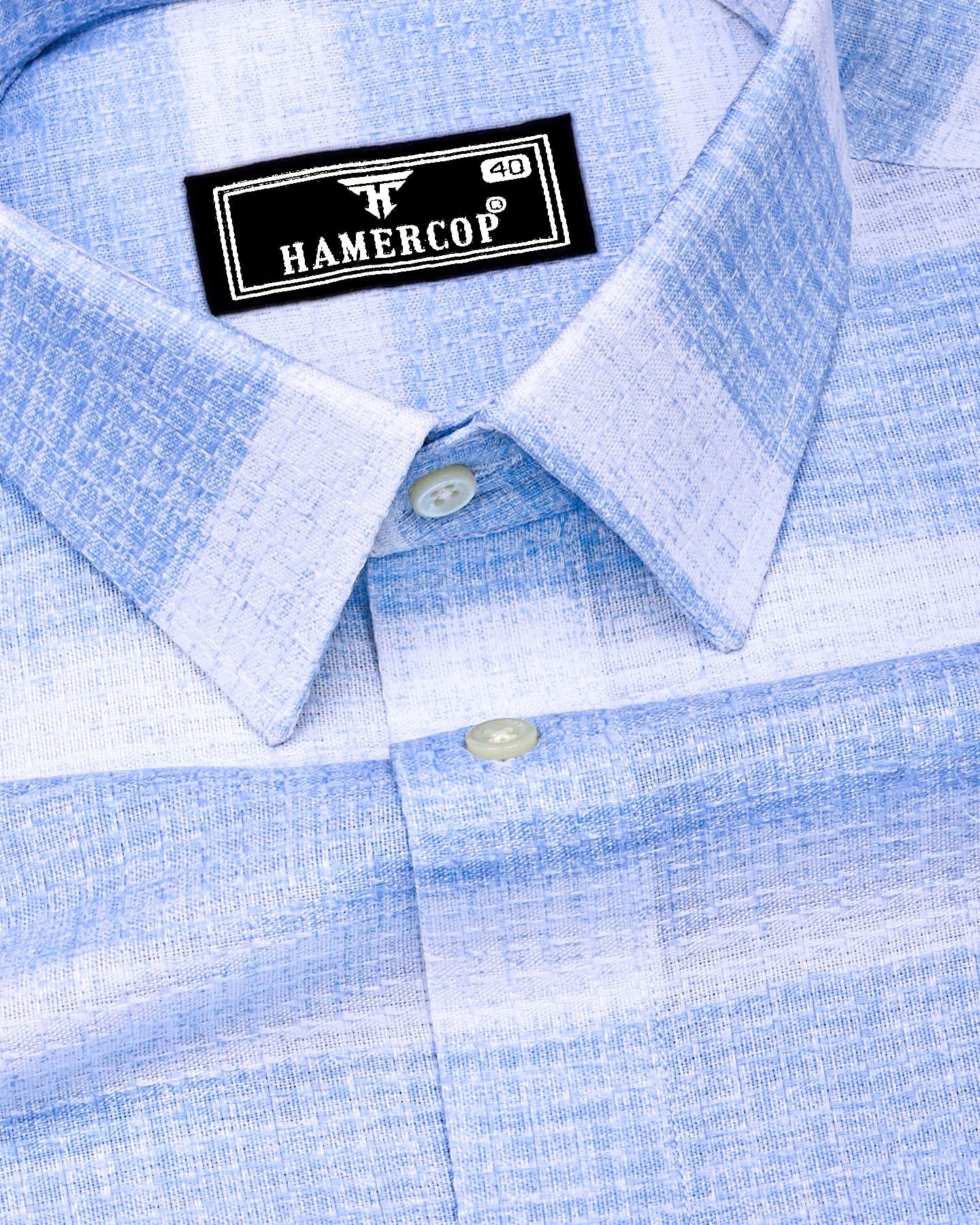 Croydon Blue With White Weft Stripe Dobby Cotton Shirt – Hamercop